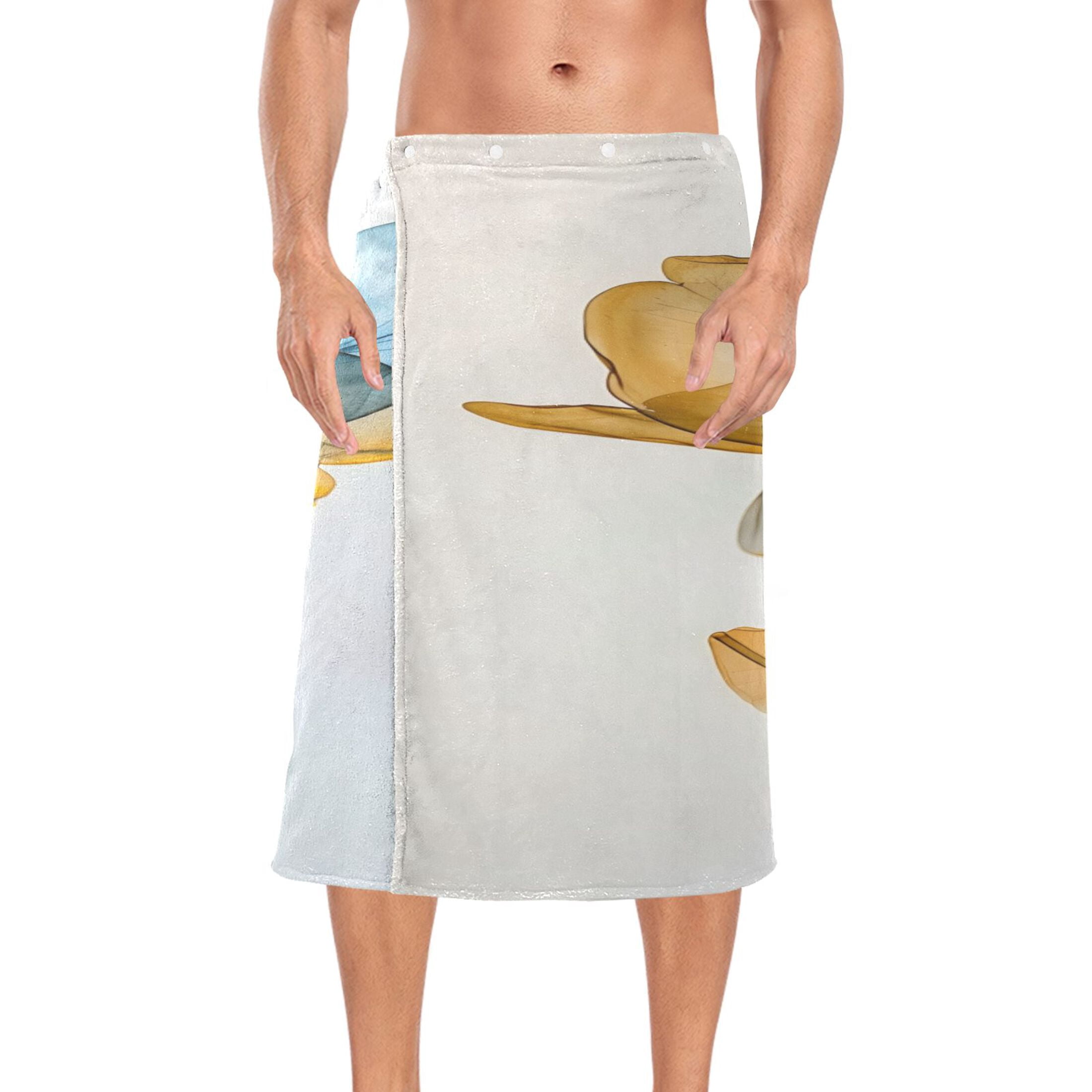 Ryvnso Men's Adjustable Shower Wrap Art Flower Bath Towels with Snap ...