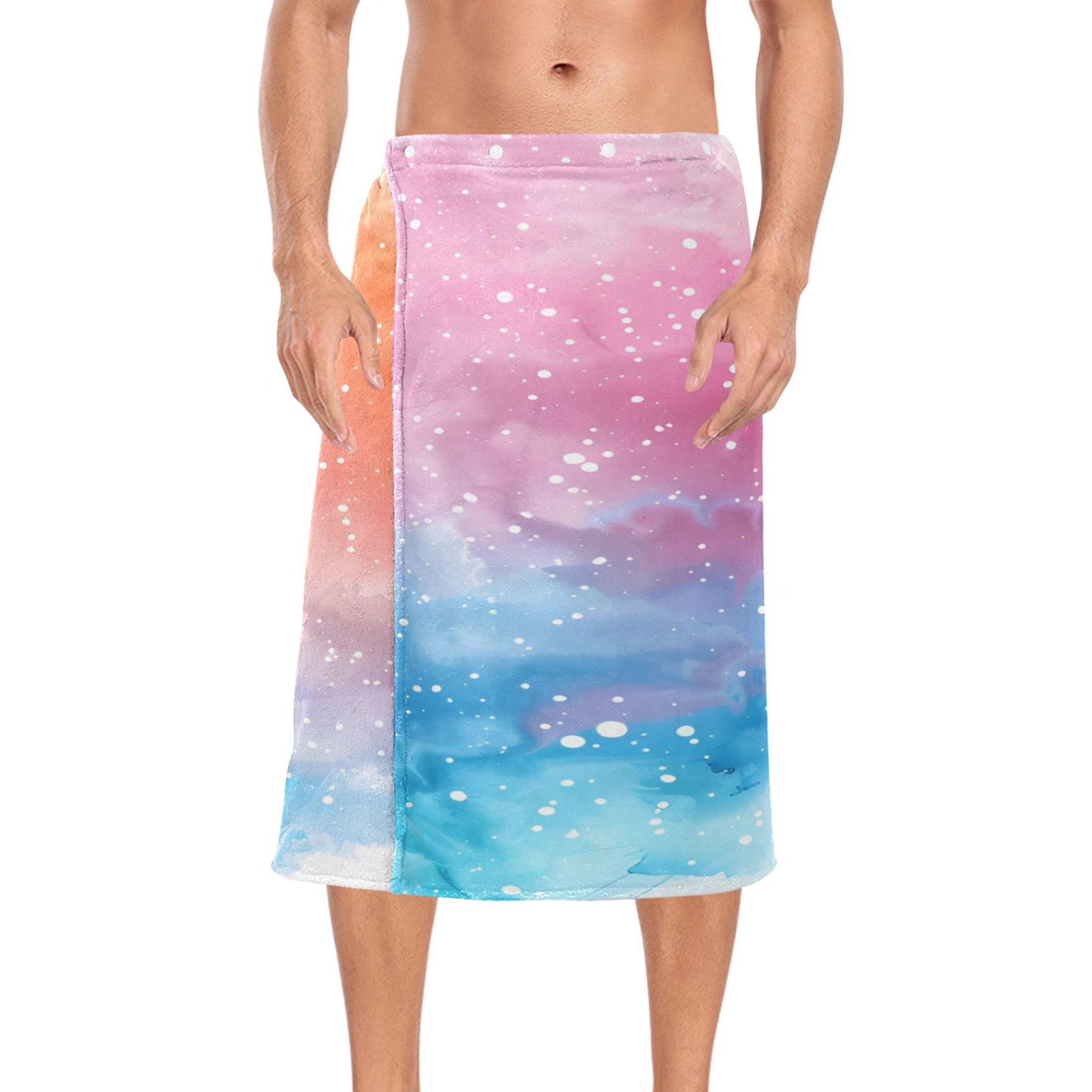 Ryvnso Men's Adjustable Shower Wrap Beautiful Glittering Galaxy Bath ...