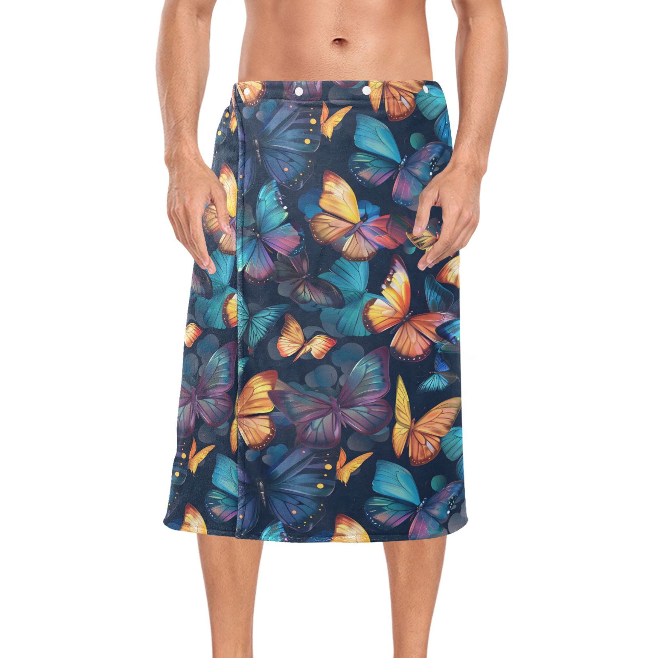 Ryvnso Men's Adjustable Shower Wrap Butterflies Beautiful Bath Towels ...