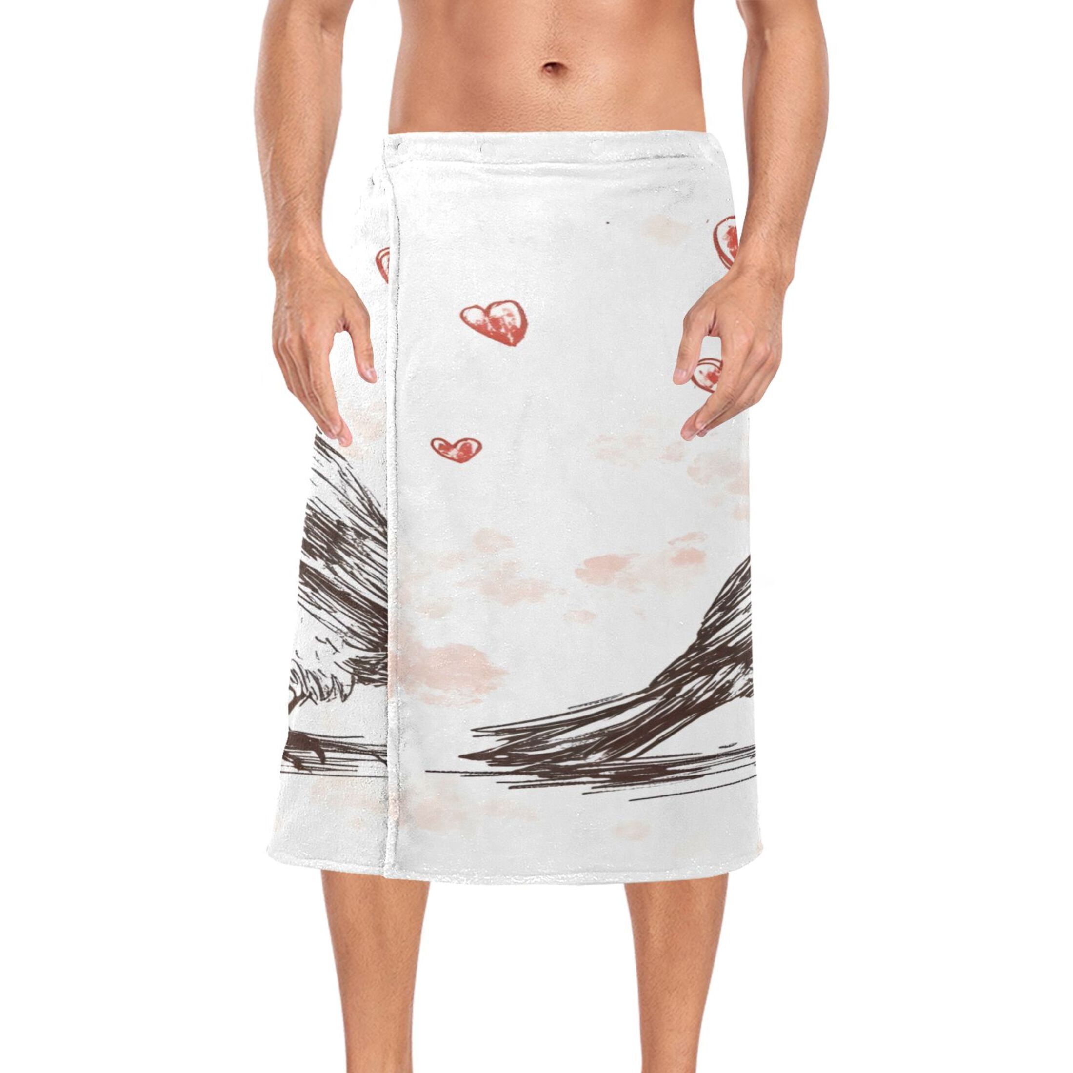 Ryvnso Men's Adjustable Shower Wrap Cute Birds Couple Hearts Bath ...