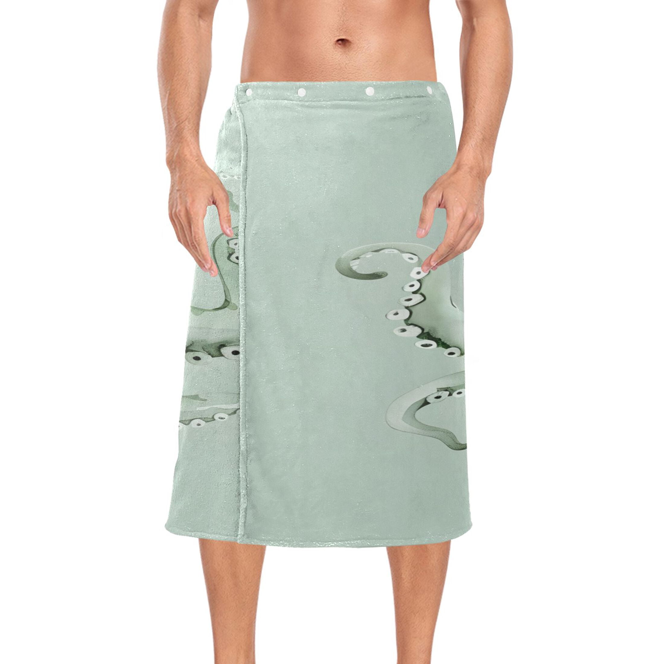 Ryvnso Men's Adjustable Shower Wrap Cute Octopus Bath Towels with Snap ...