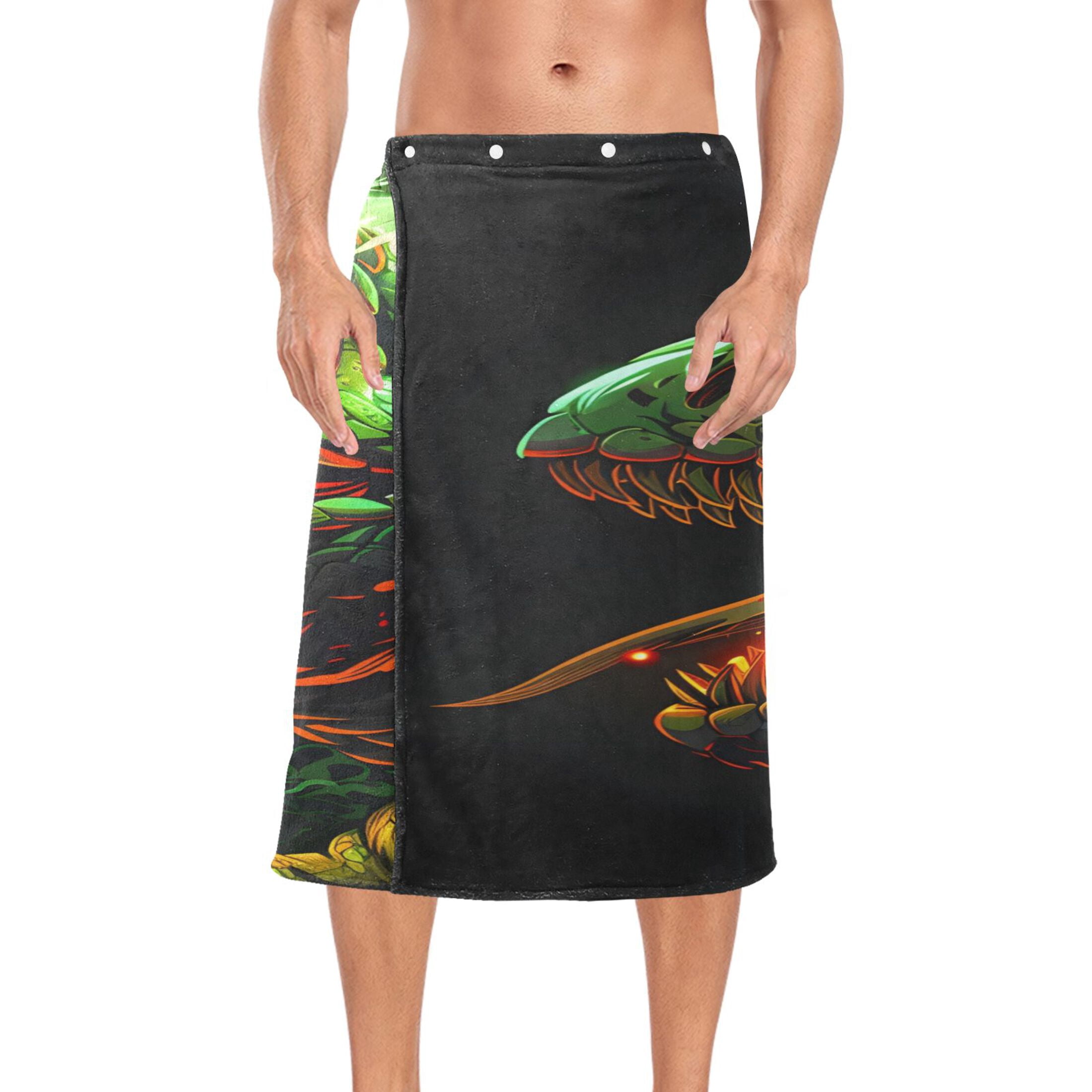 Ryvnso Men's Adjustable Shower Wrap Dinosaur with Fire Bath Towels with ...