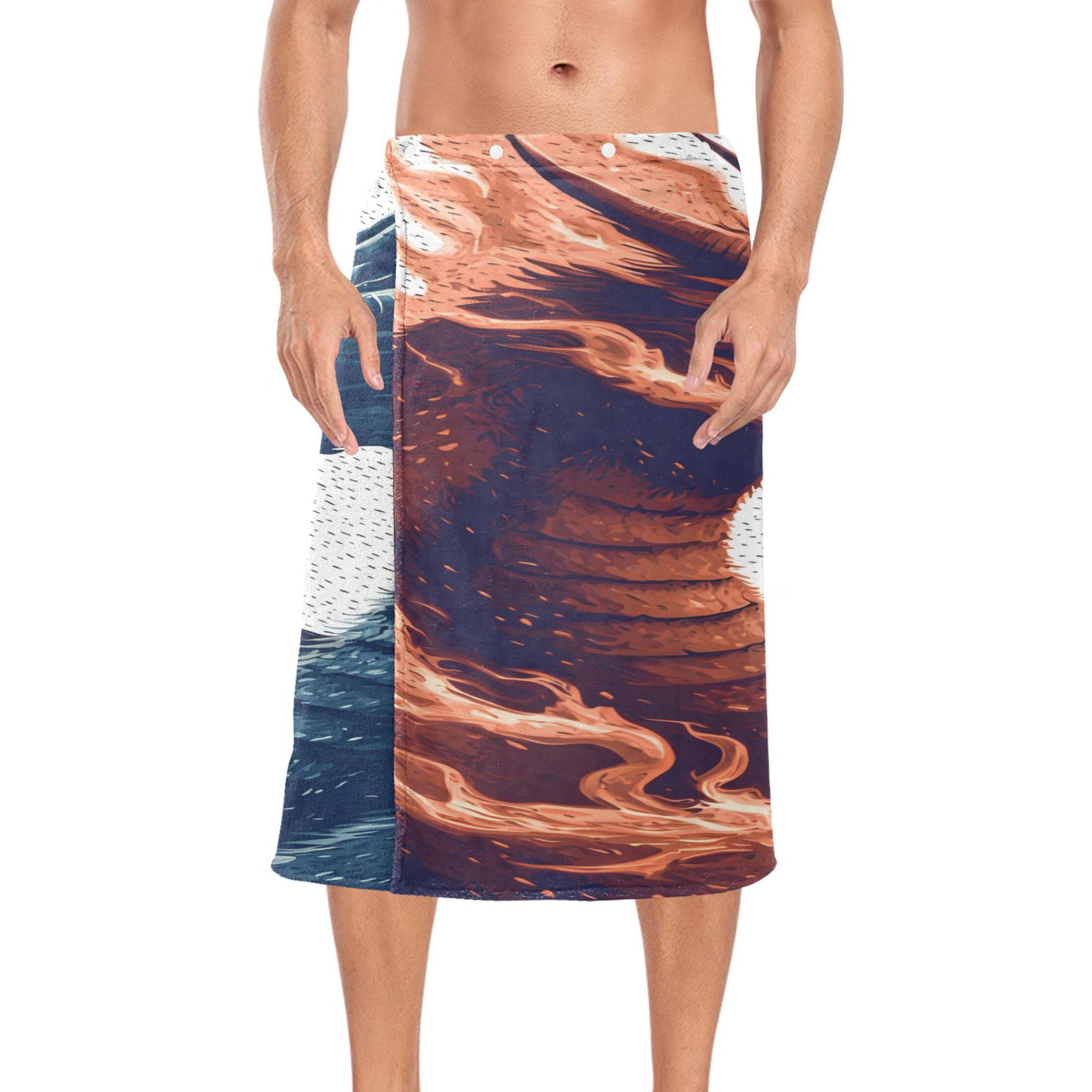 Ryvnso Men's Adjustable Shower Wrap Dragon in Fire Bath Towels with ...