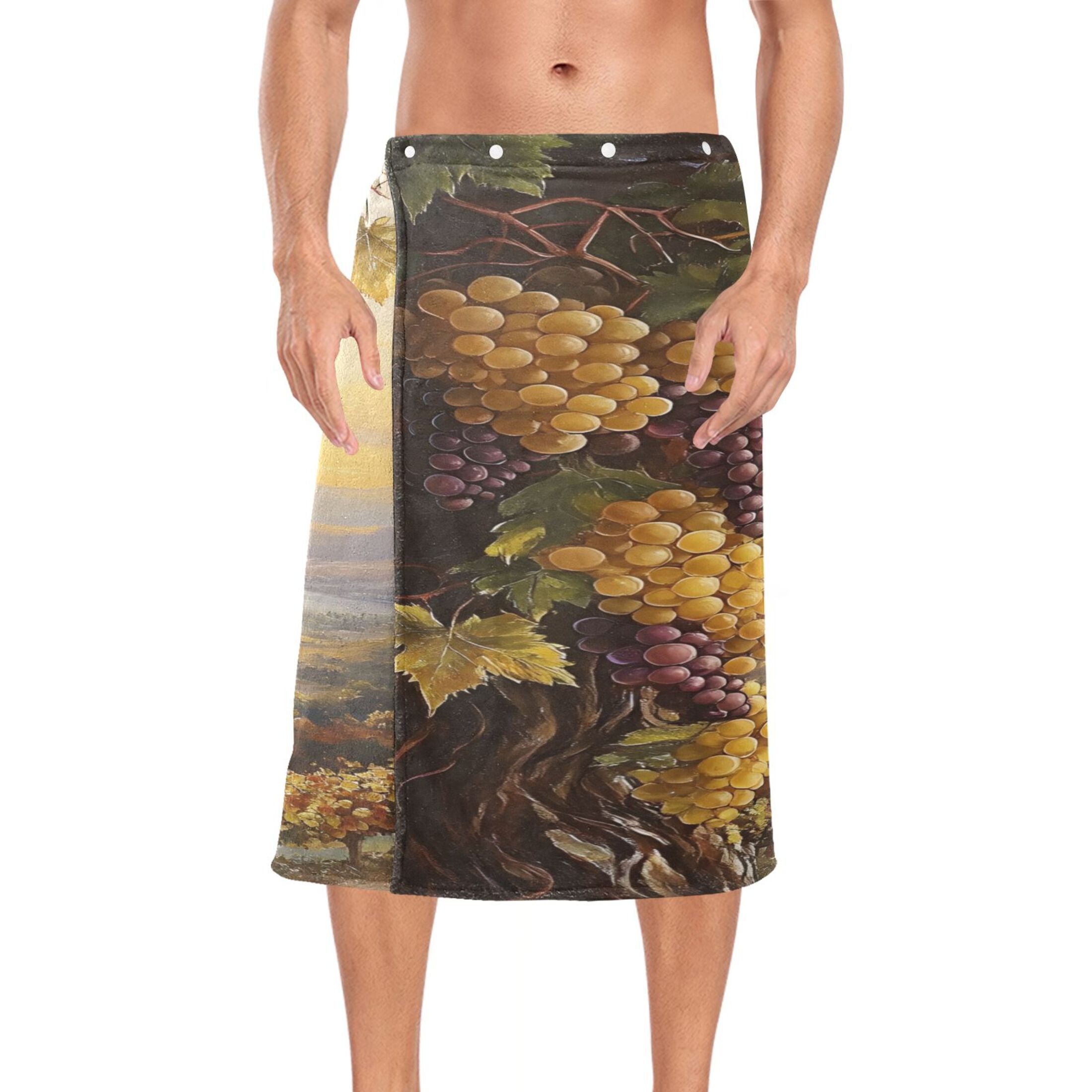 Ryvnso Men's Adjustable Shower Wrap Grapes Landscape Bath Towels with ...