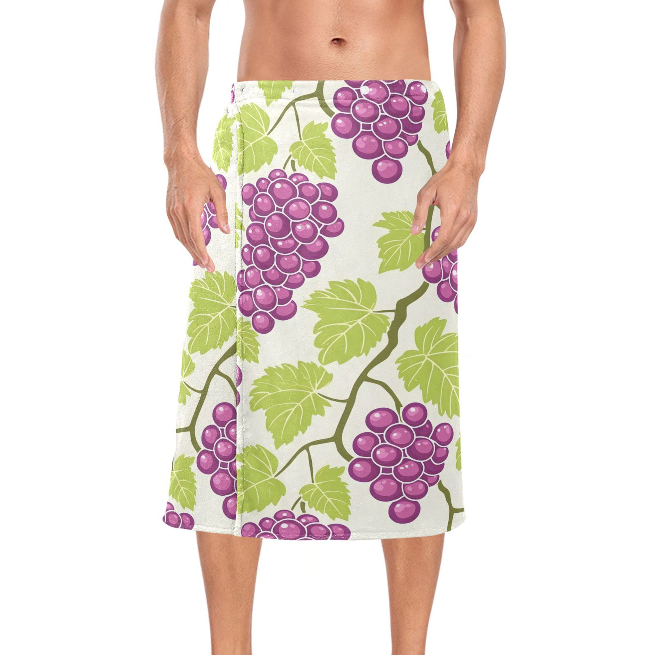 Ryvnso Men's Adjustable Shower Wrap Grapes Leaves Bath Towels with Snap ...