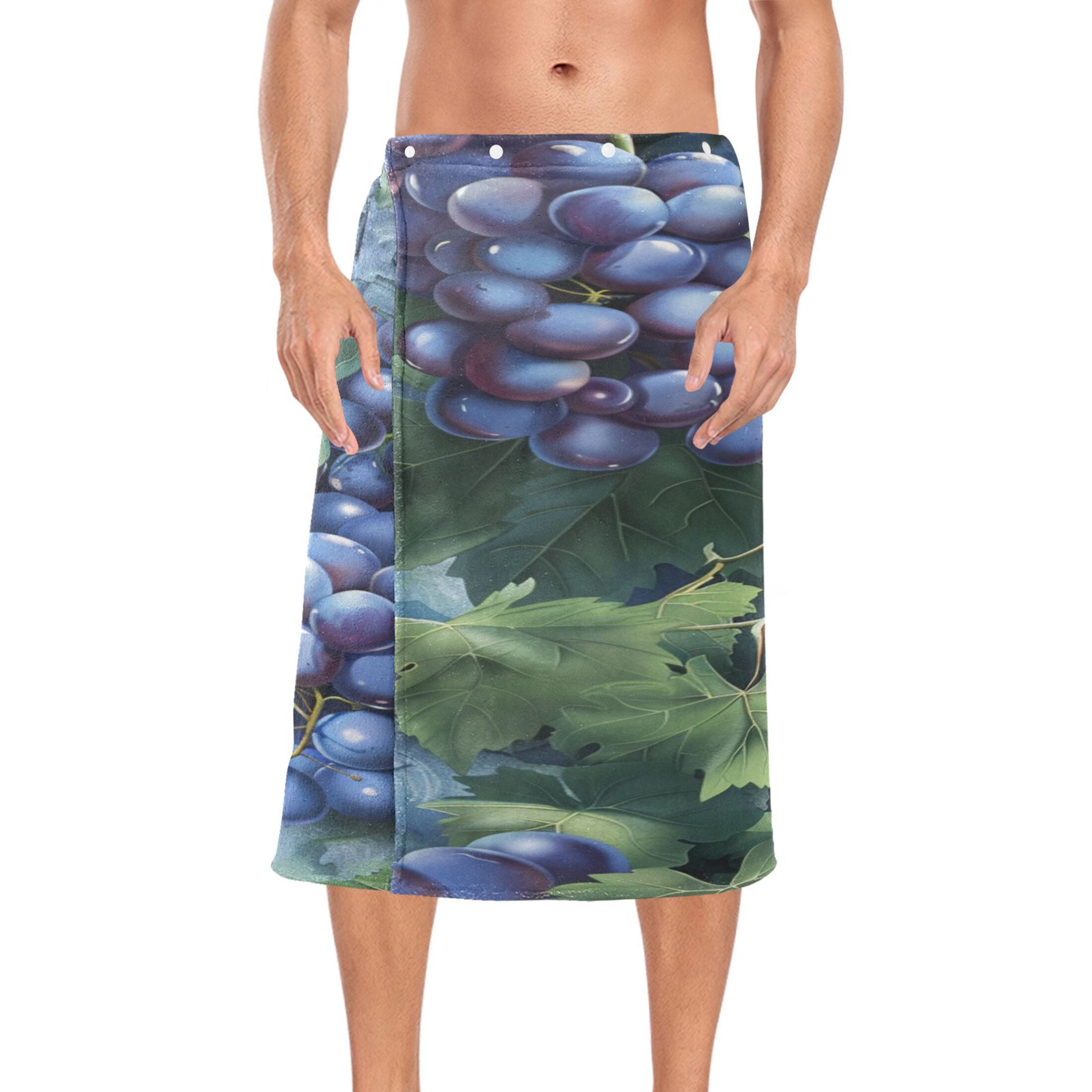 Ryvnso Men's Adjustable Shower Wrap Grapes and Leaves Bath Towels with ...