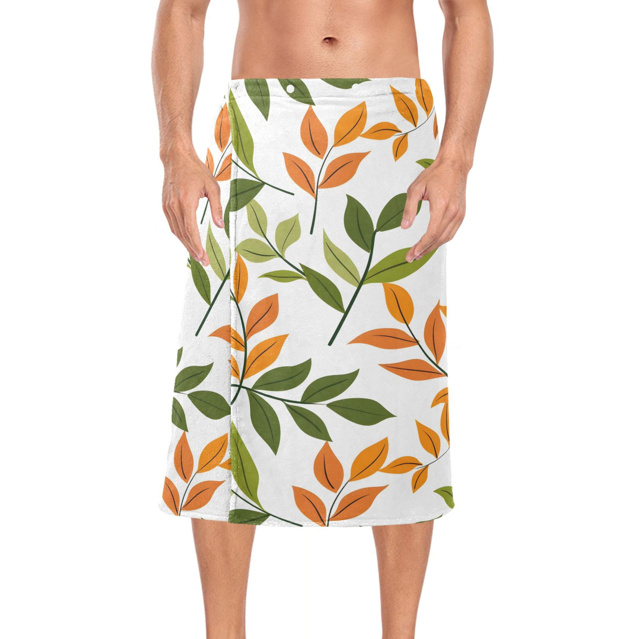 Ryvnso Men's Adjustable Shower Wrap Green Leaves Summer Bath Towels ...