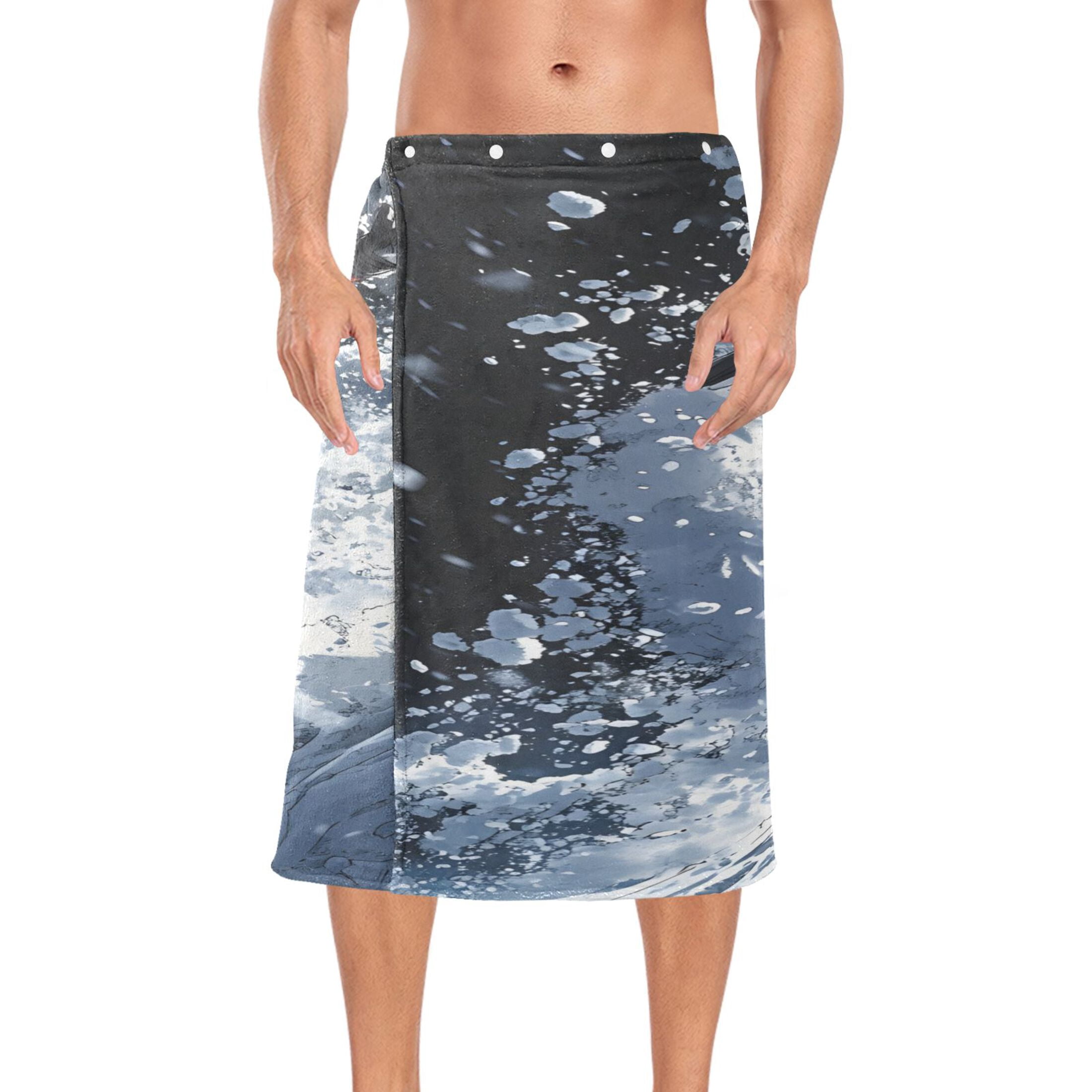 Ryvnso Men's Adjustable Shower Wrap Ice-skater Bath Towels with Snap ...