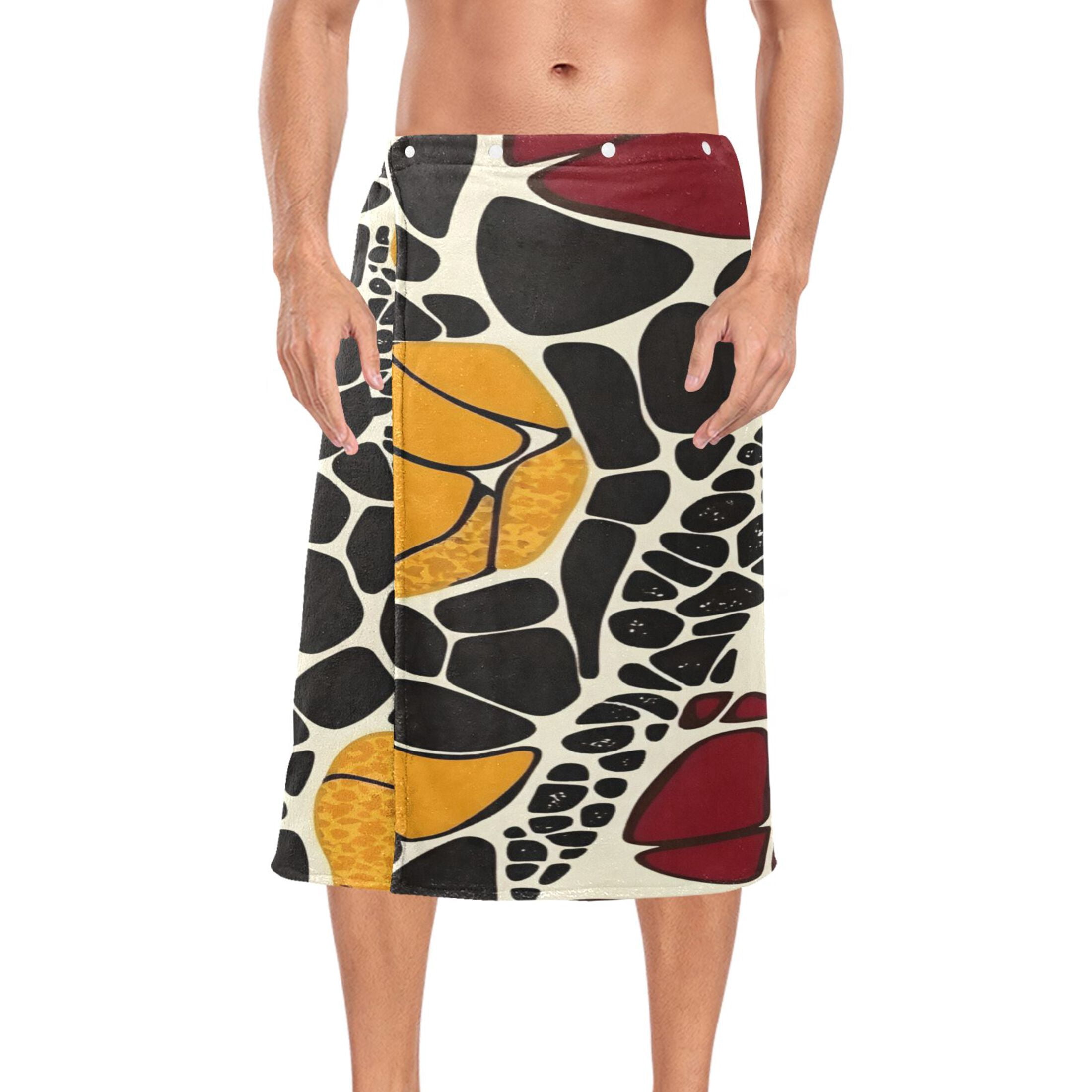 Ryvnso Men's Adjustable Shower Wrap Leopard Paint Bath Towels with Snap ...