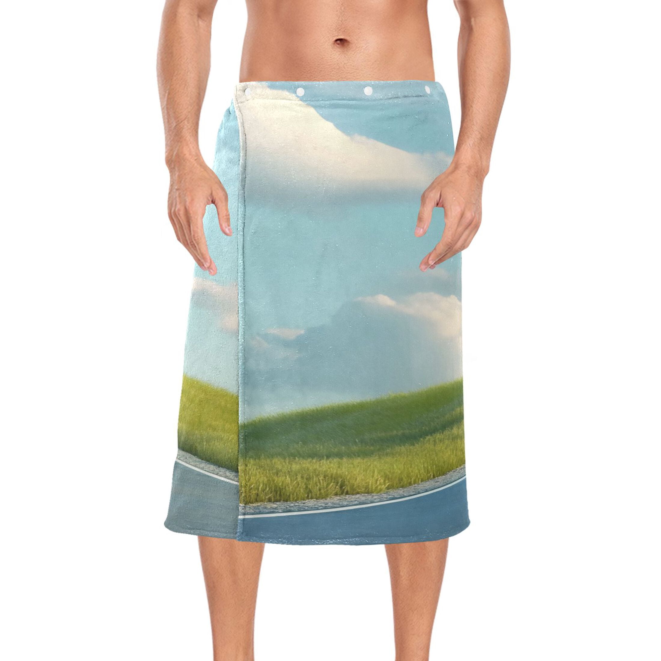 Ryvnso Men's Adjustable Shower Wrap Love Tree Bath Towels with Snap ...