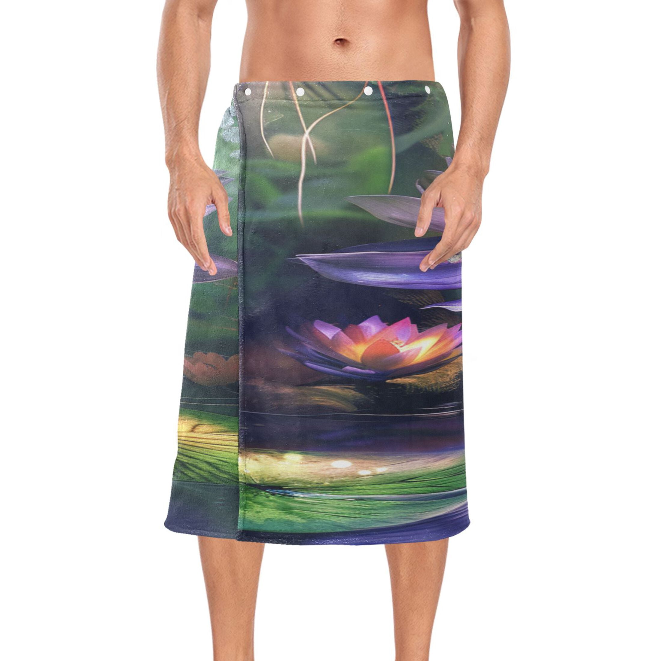 Ryvnso Men's Adjustable Shower Wrap Magical Flower Bath Towels with ...