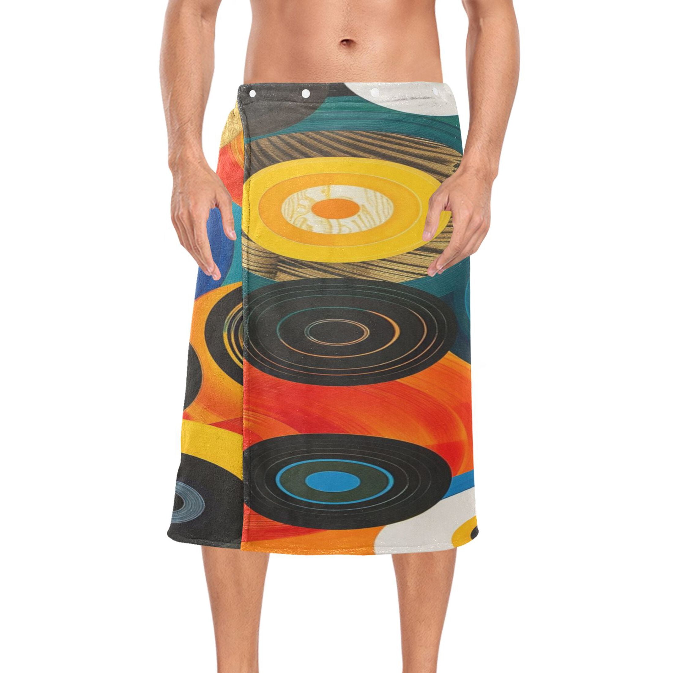 Ryvnso Men's Adjustable Shower Wrap Modern Circles Bath Towels with ...