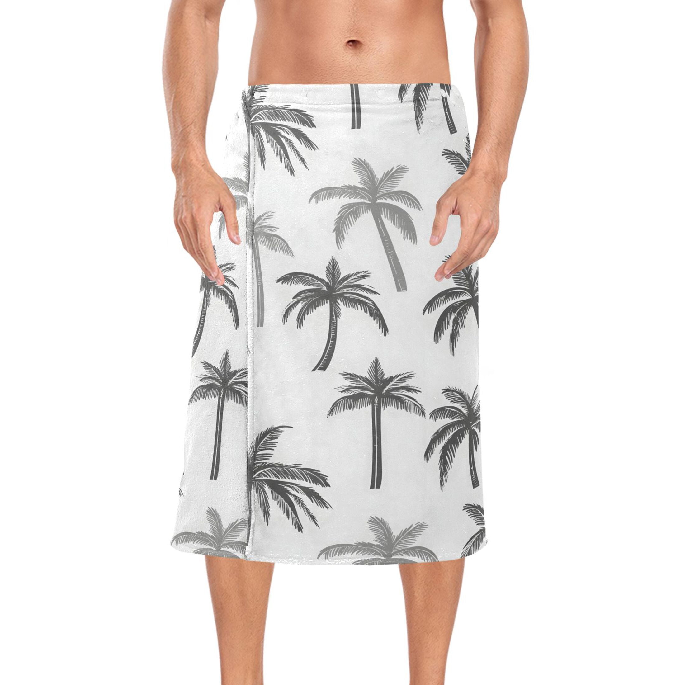 Ryvnso Men's Adjustable Shower Wrap Palm Tree Bath Towels with Snap ...