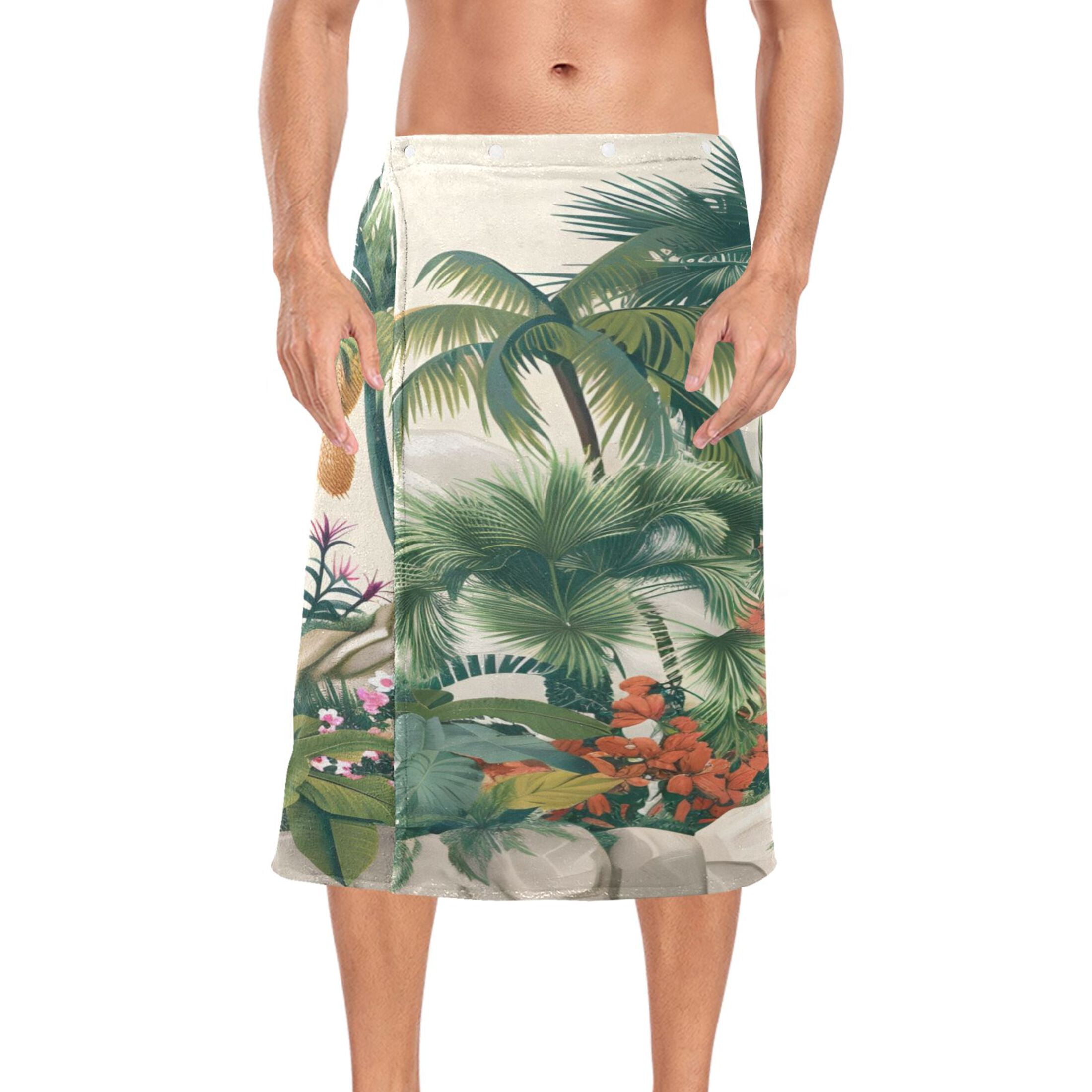 Ryvnso Men's Adjustable Shower Wrap Palm Trees and Flowers Bath Towels ...