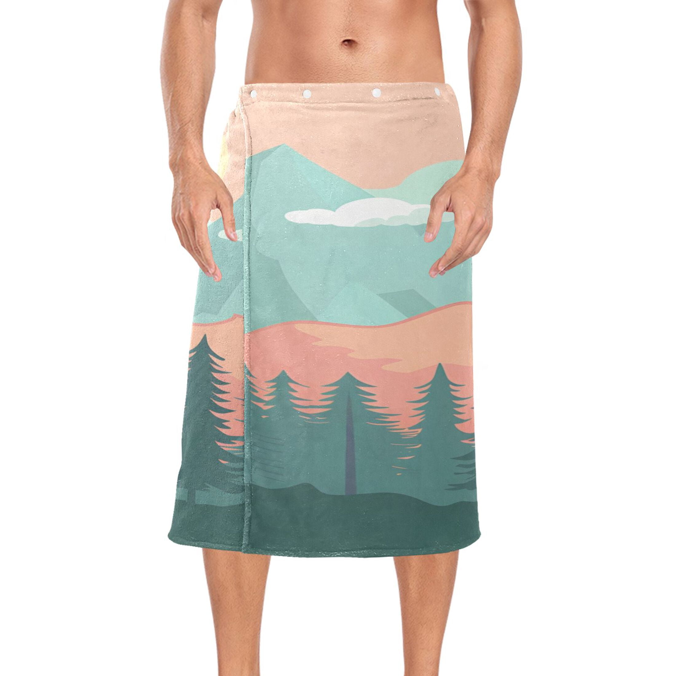 Ryvnso Men's Adjustable Shower Wrap Scenery Sunset Bath Towels with ...