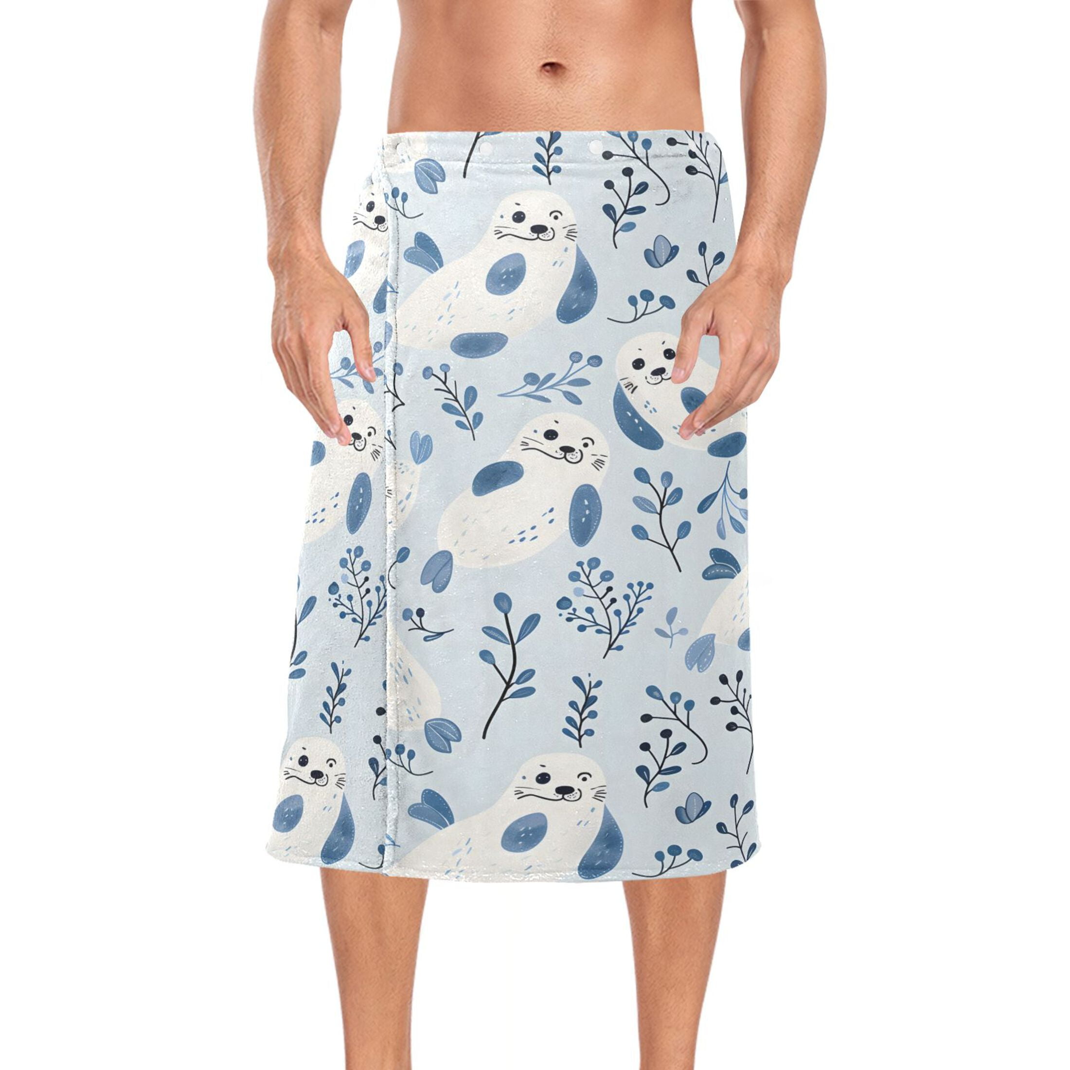 Ryvnso Men's Adjustable Shower Wrap Sea Lion and Leaves Bath Towels ...