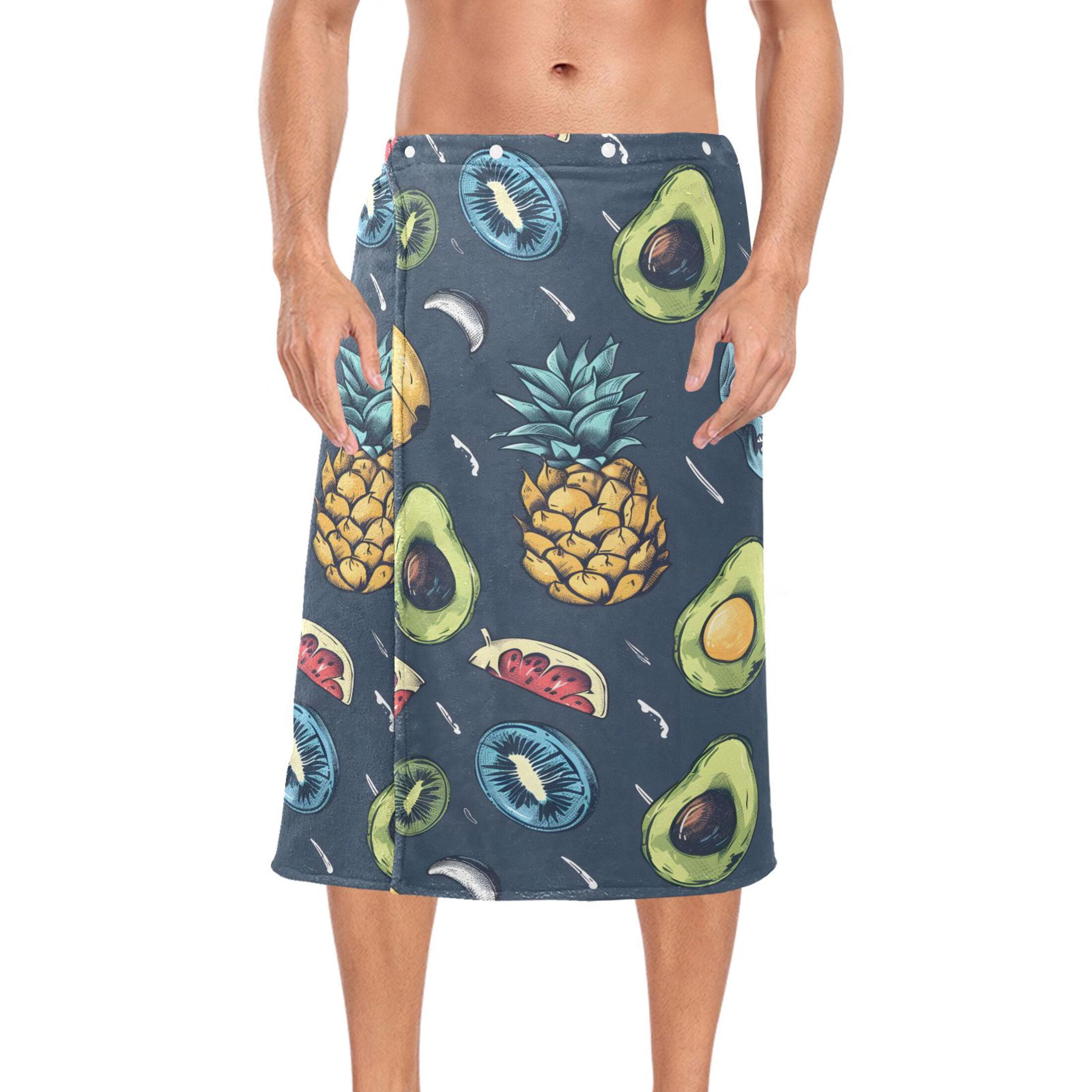 Ryvnso Men's Adjustable Shower Wrap Skull and Fruits Bath Towels with ...