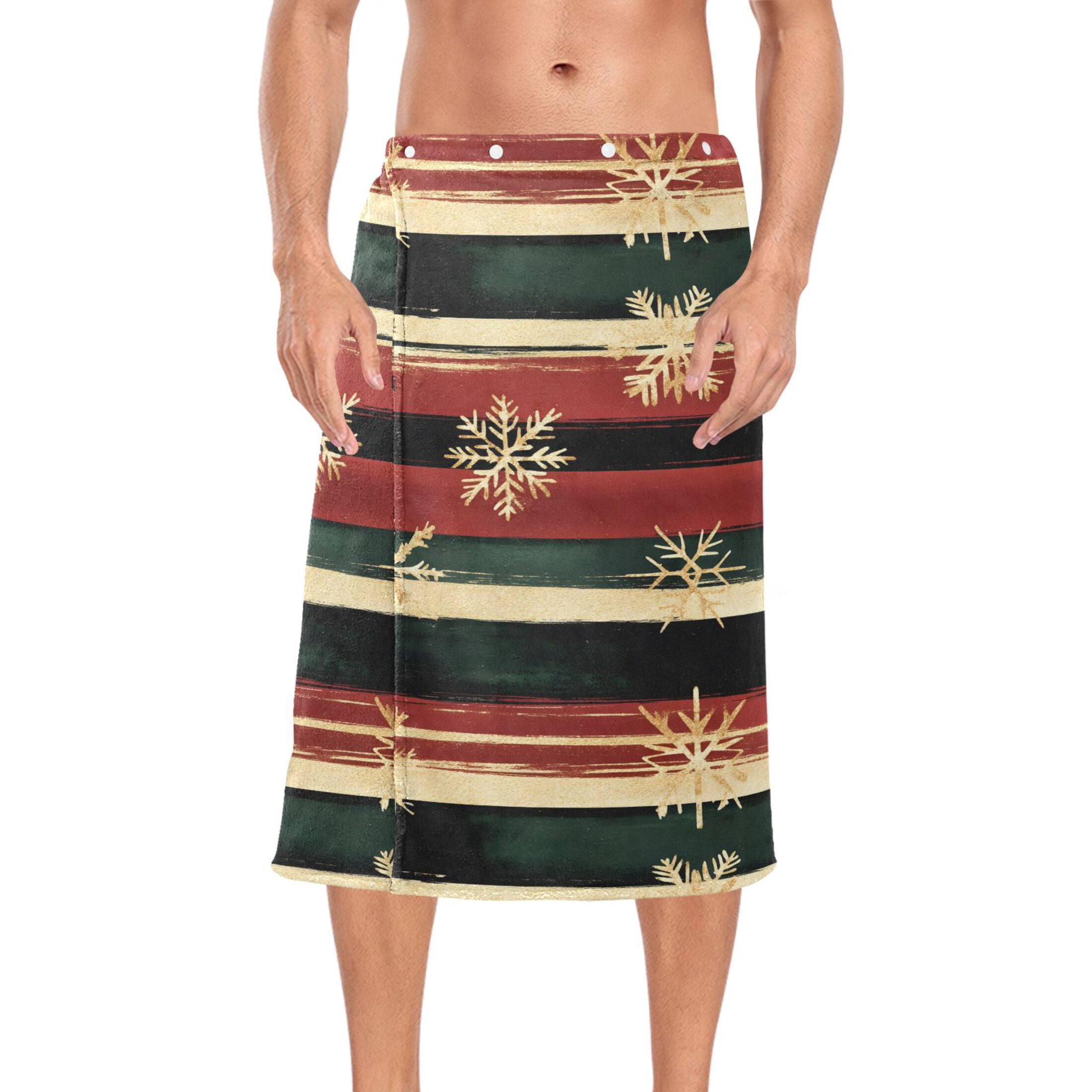 Ryvnso Men's Adjustable Shower Wrap Snowflakes on Watercolor Stripe ...