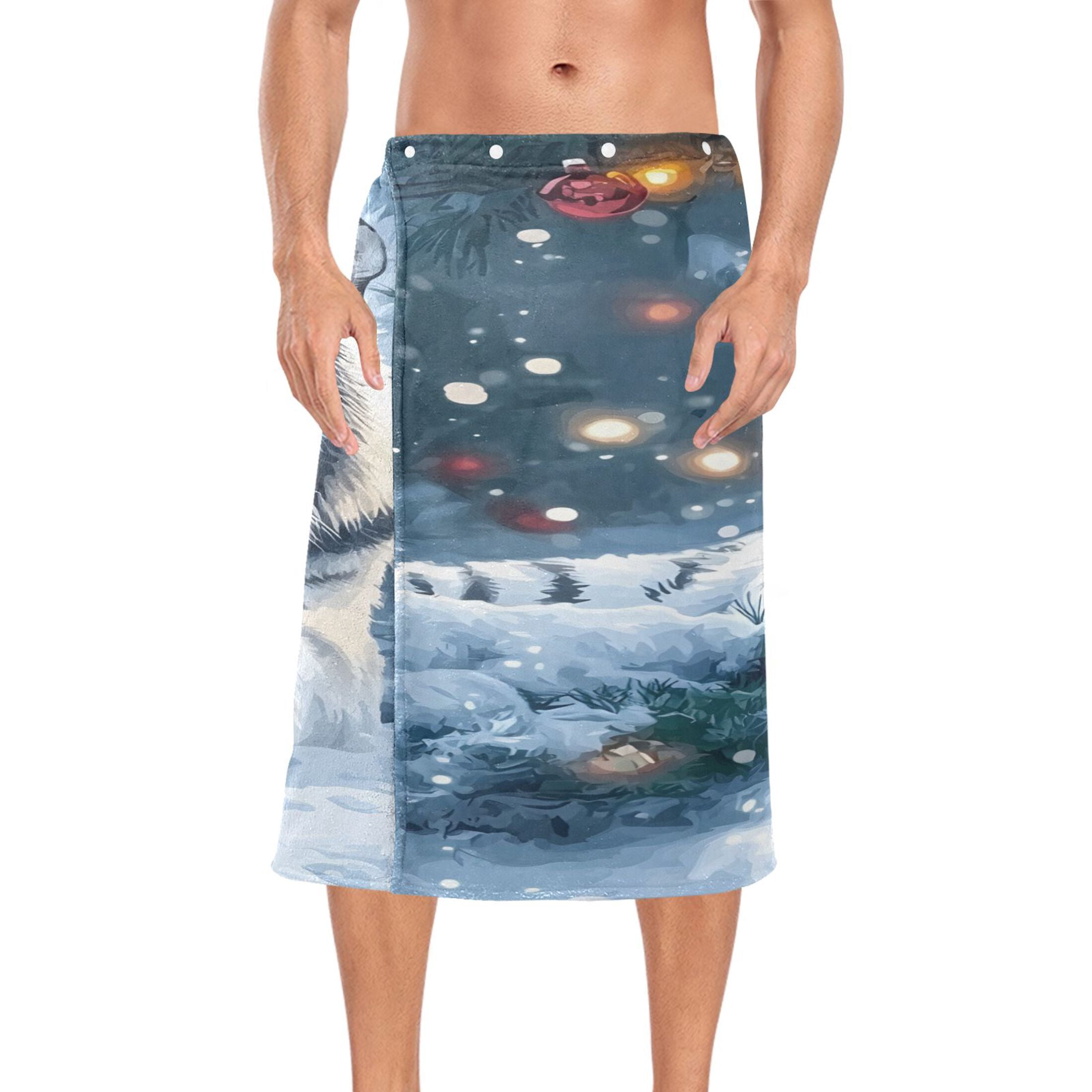 Ryvnso Men's Adjustable Shower Wrap Tiger on Winter Bath Towels with ...