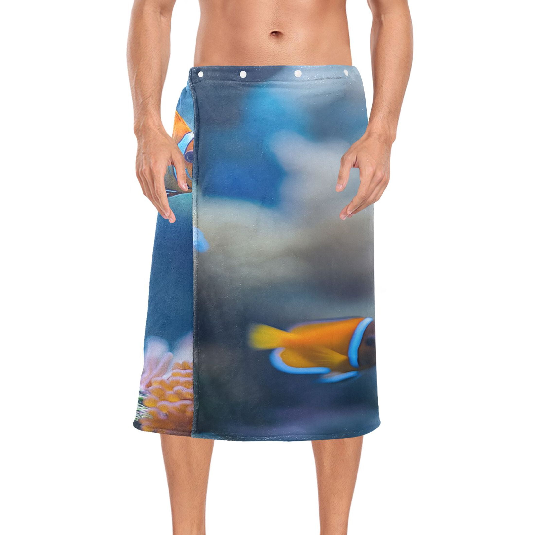 Ryvnso Men's Adjustable Shower Wrap Tropical Fish Ocean Bath Towels ...