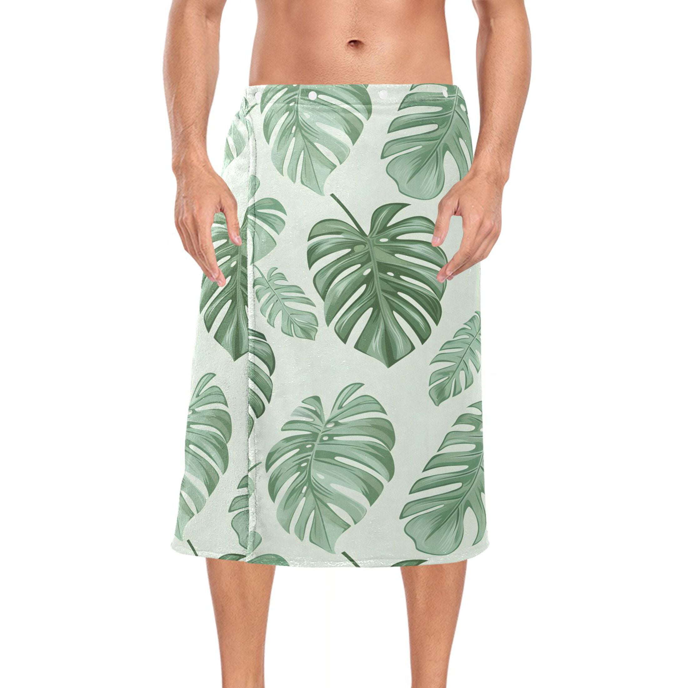 Ryvnso Men's Adjustable Shower Wrap Tropical Leaves Bath Towels with ...