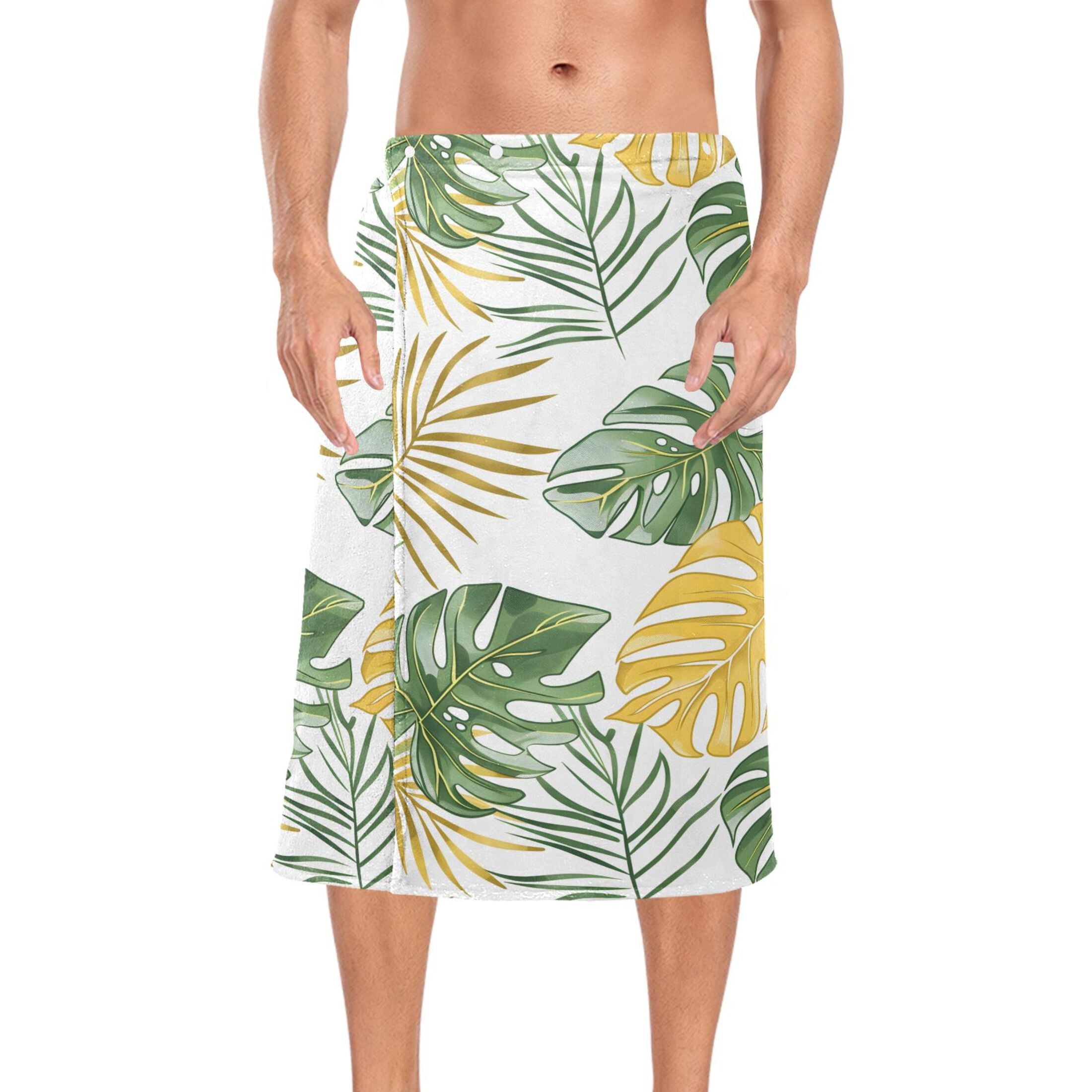 Ryvnso Men's Adjustable Shower Wrap Tropical Leaves Green Bath Towels ...