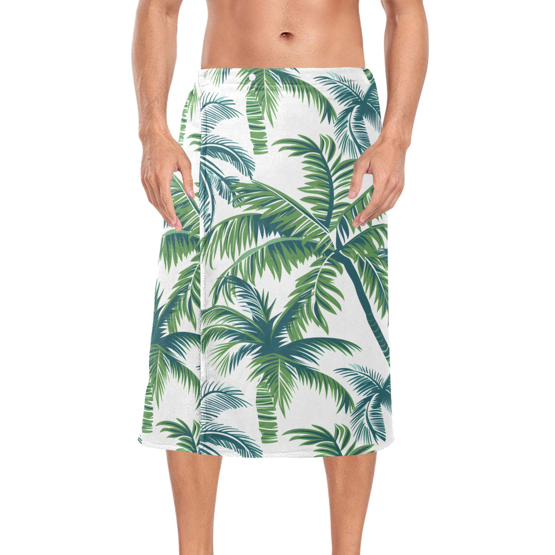 Ryvnso Men's Adjustable Shower Wrap Tropical Palm Tree Leaves Bath ...