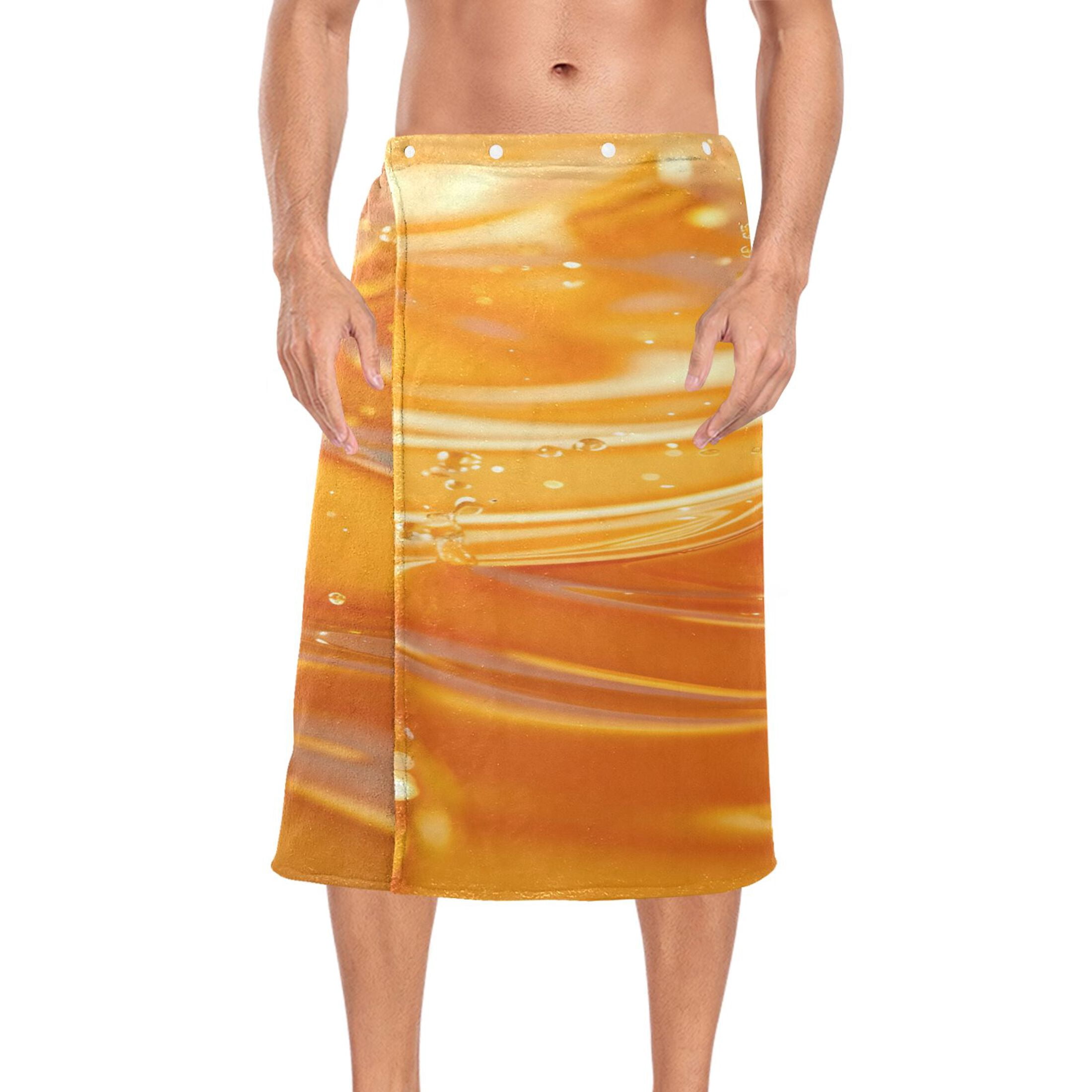Ryvnso Men's Adjustable Shower Wrap Water Yellow Liquid Bath Towels ...