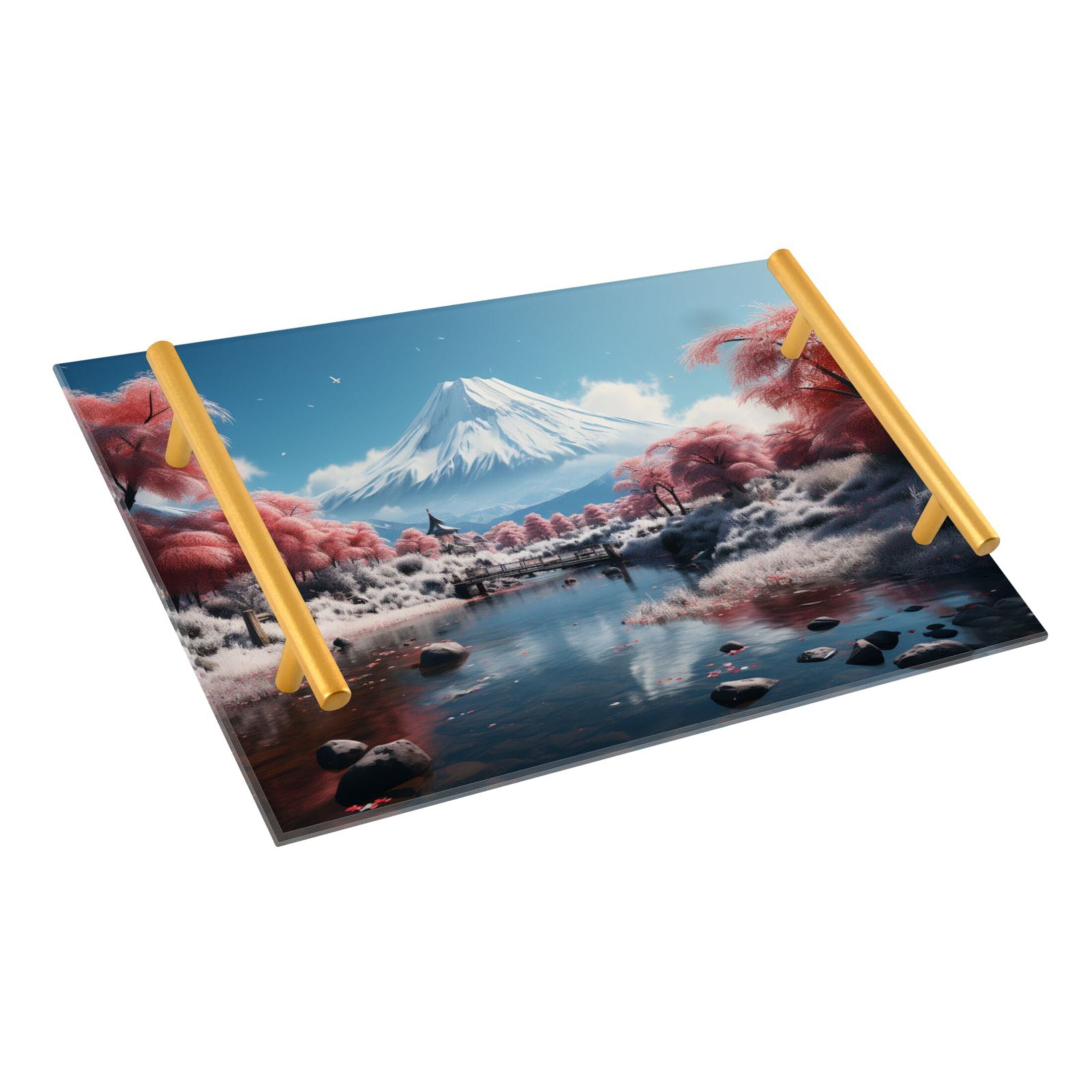 Ryvnso Mountain Landscape Bathroom Tray Vanity Countertop Trays Acrylic ...