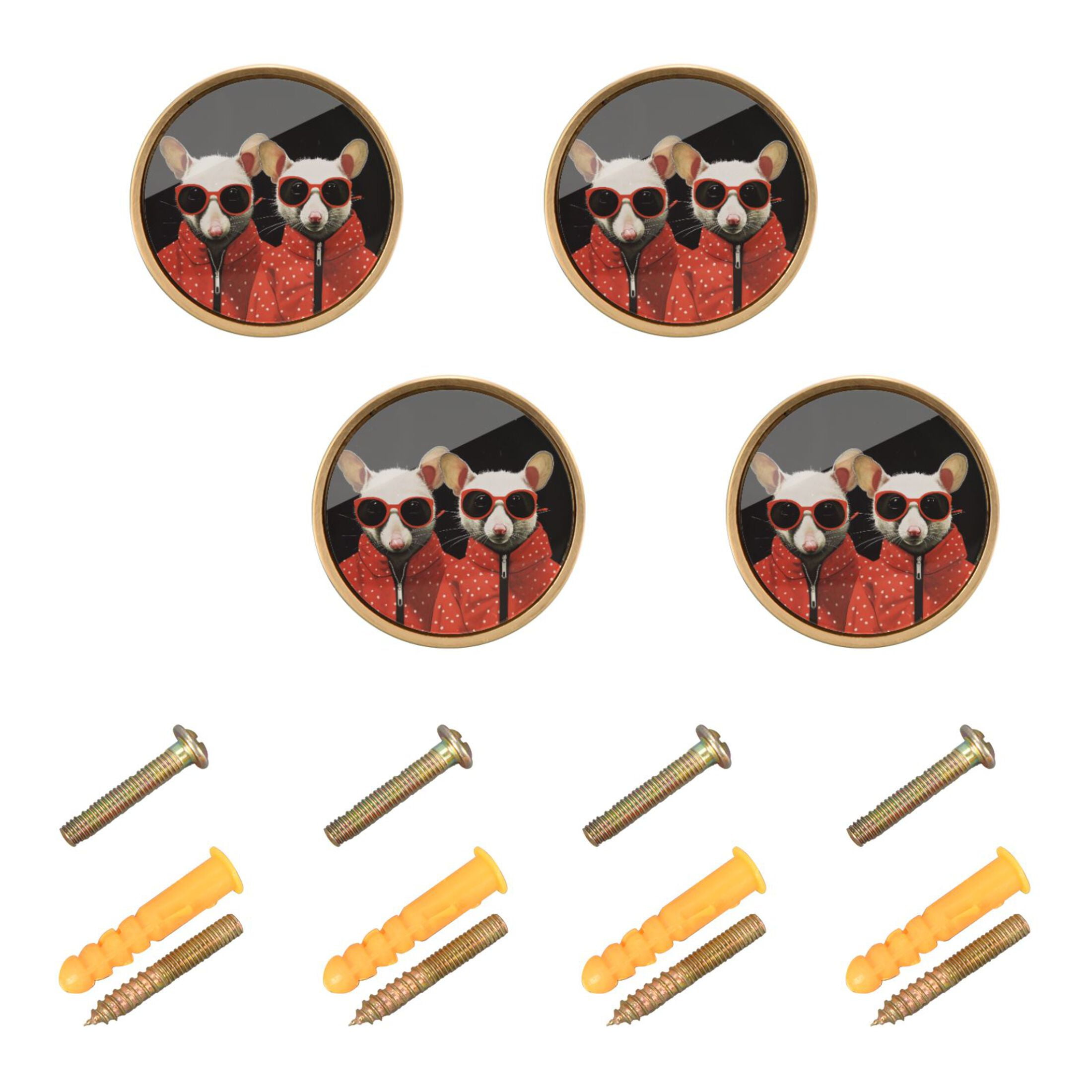 Ryvnso Mouse with Glasses Cabinet Knobs Kitchen Door Round Pulls ...