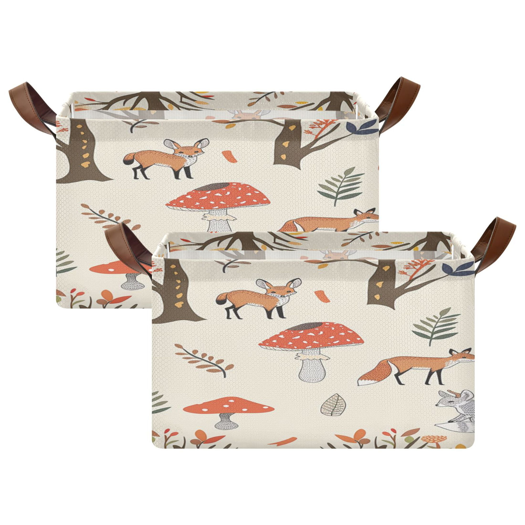 Ryvnso Mushroom Fox Tree Cartoon Storage Bins Large Basket Foldable ...