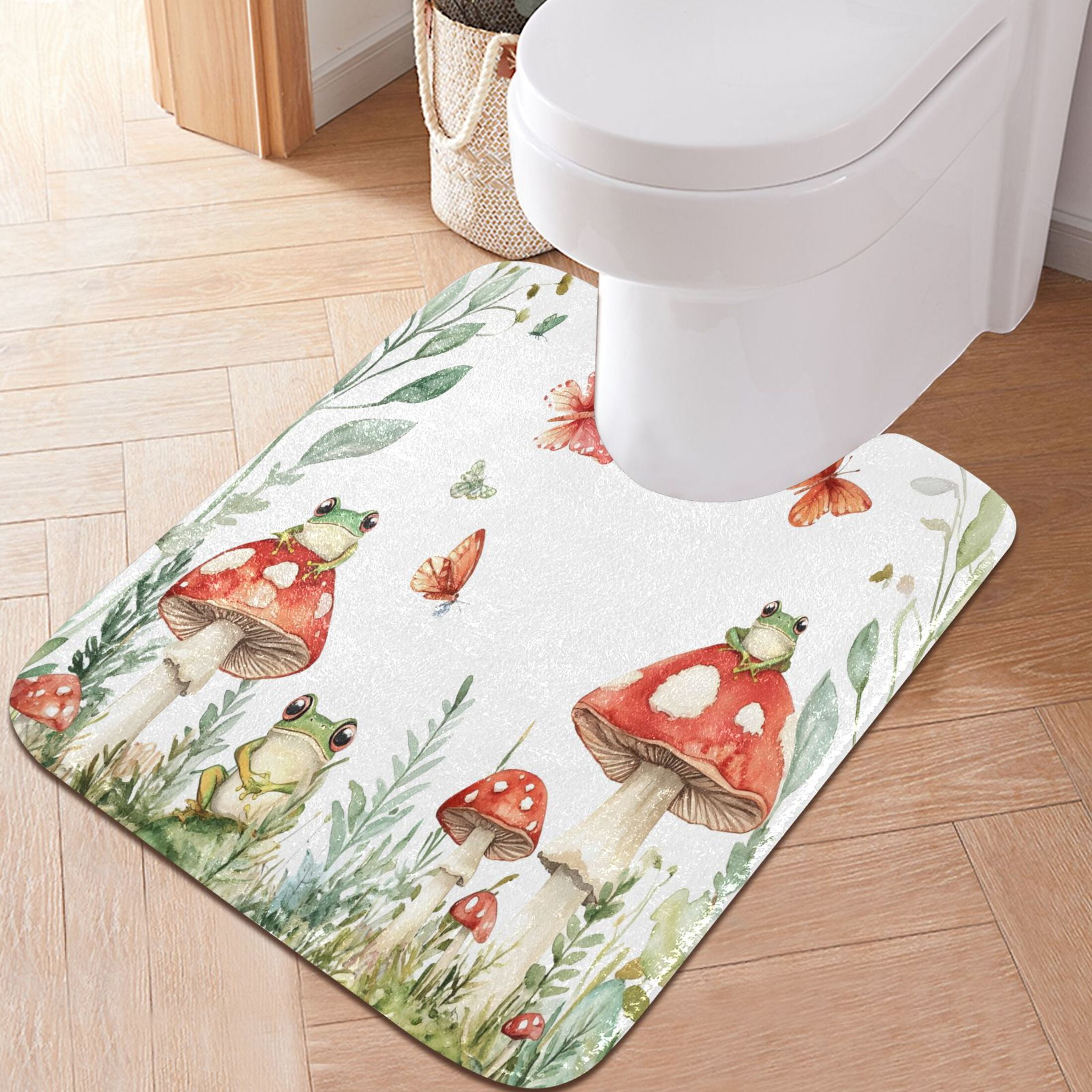 Ryvnso Mushroom Frog Butterfly Bathroom Shaggy Rugs Toilet U Shape Mat ...