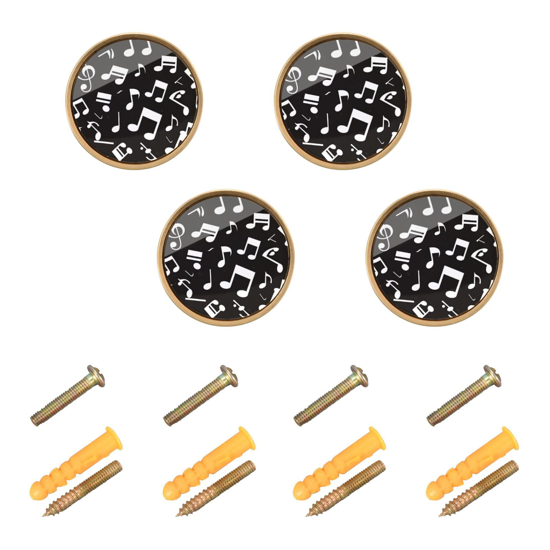Ryvnso Musical Note Pattern Cabinet Knobs Kitchen Door Round Pulls ...