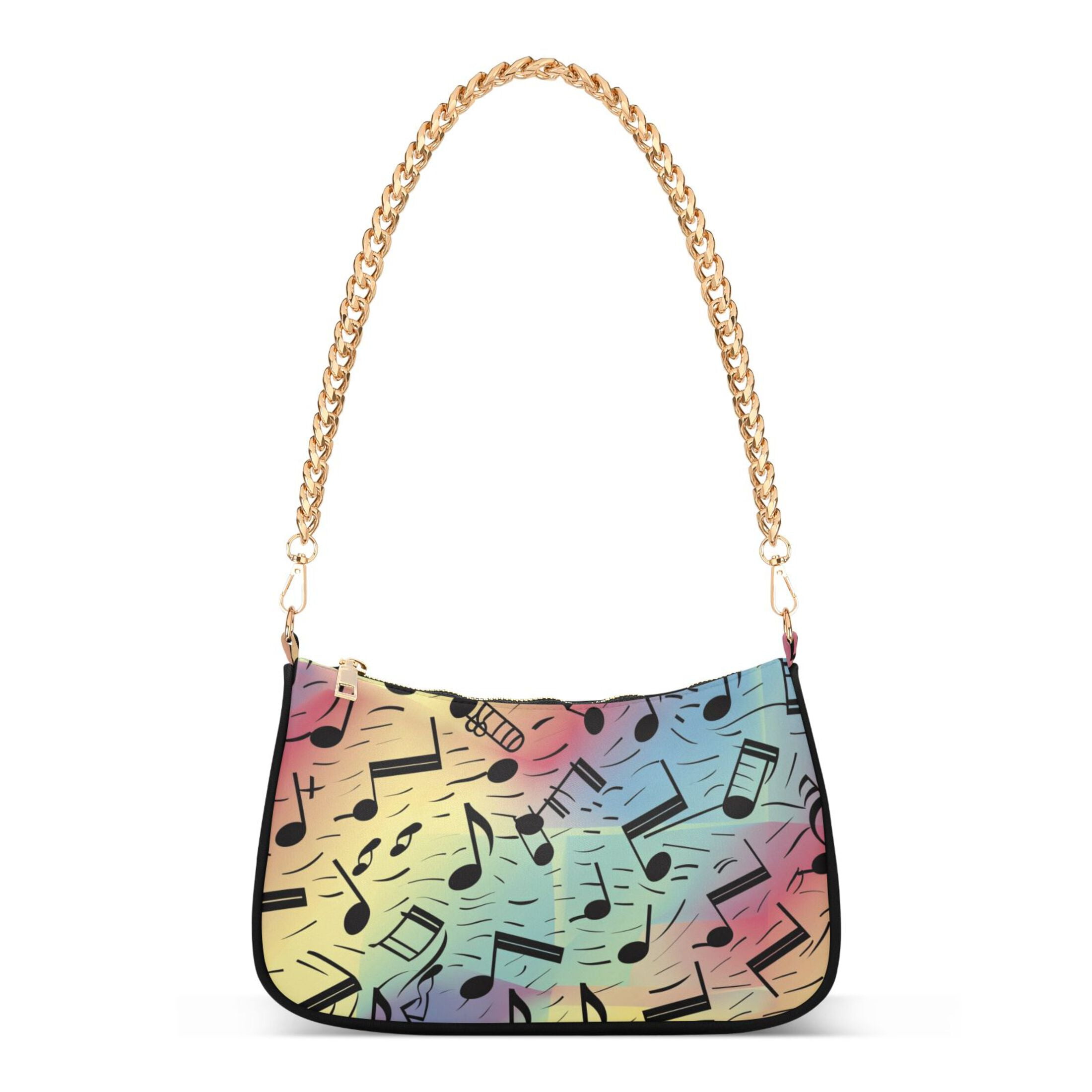Ryvnso Musical Notes in Rainbow Womens Chain Shoulder Bag Tote Handbags ...