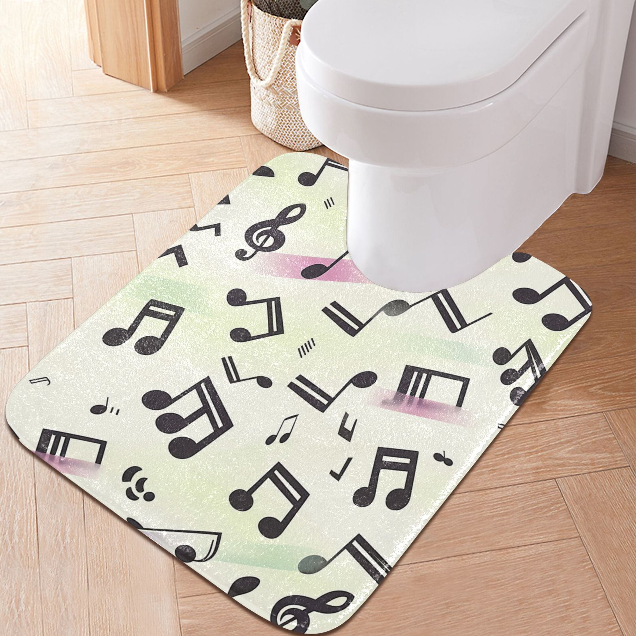 Ryvnso Musical Notes with Rainbow Bathroom Shaggy Rugs Toilet U Shape ...