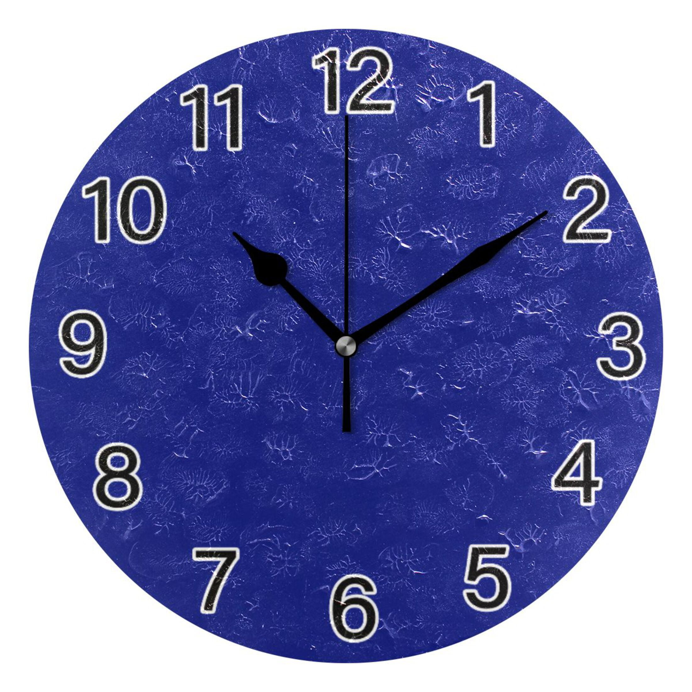 Ryvnso Navy Wall Clock Non Ticking Silent Kitchen Clock Battery ...
