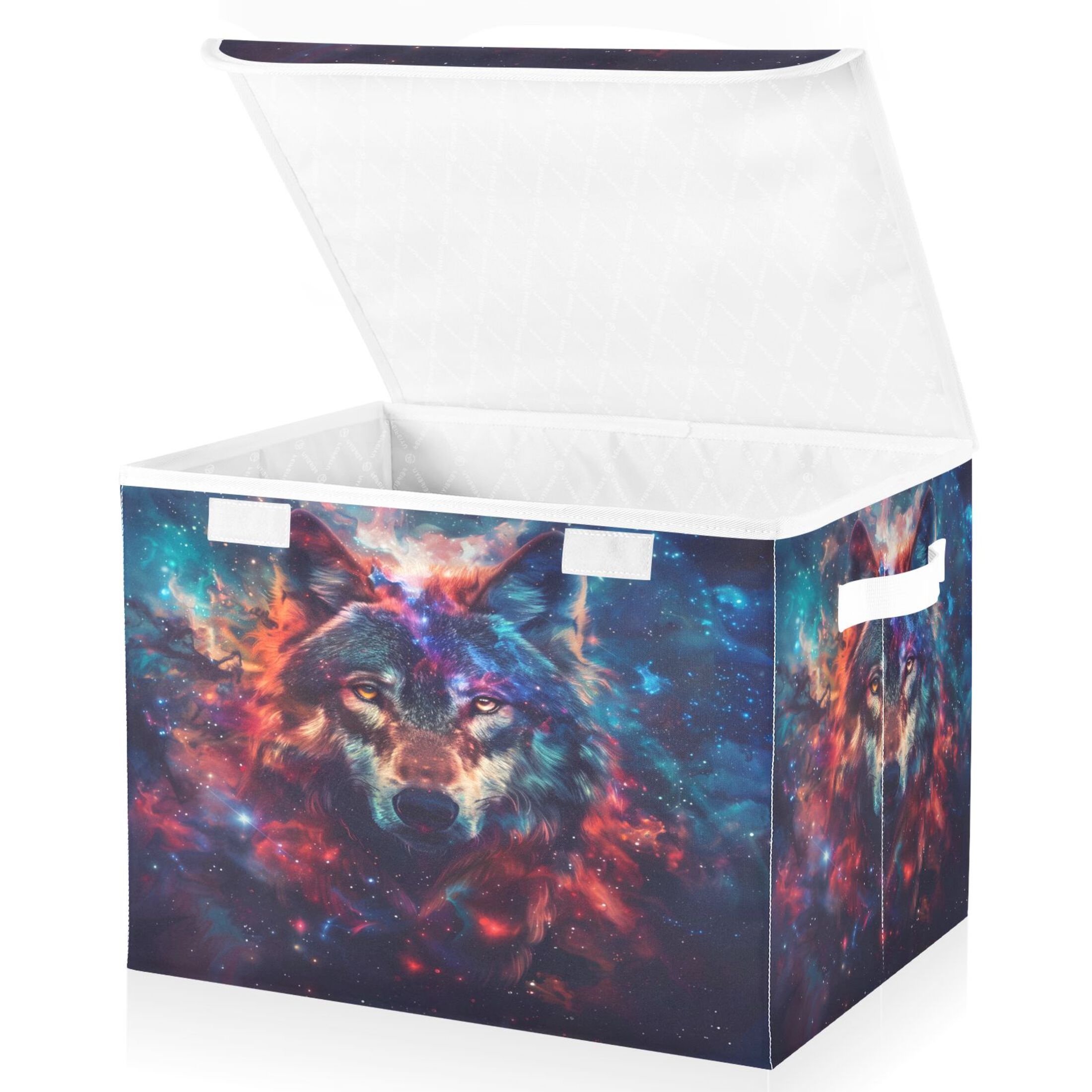 Ryvnso Nebula Wolf Head Large Lidded Foldable Storage Baskets Cubes ...