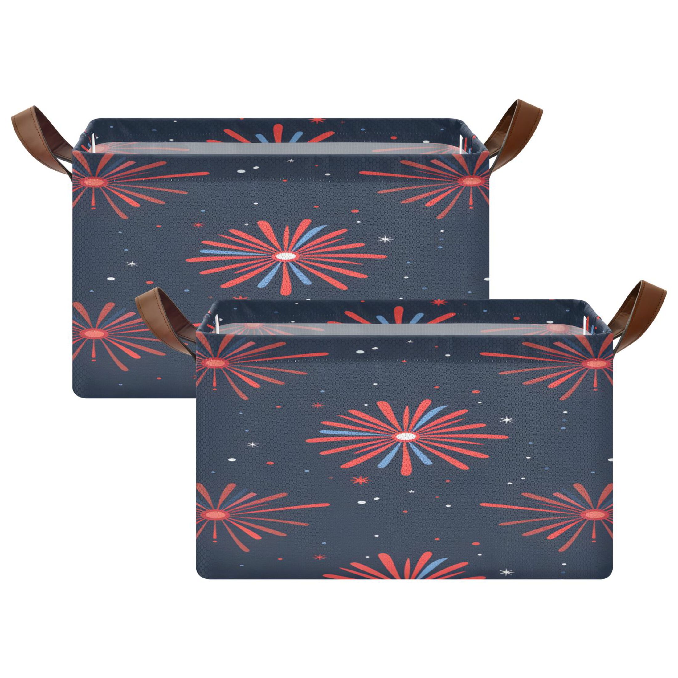 Ryvnso New Year Firework Print Storage Bins Large Basket Foldable Cube ...