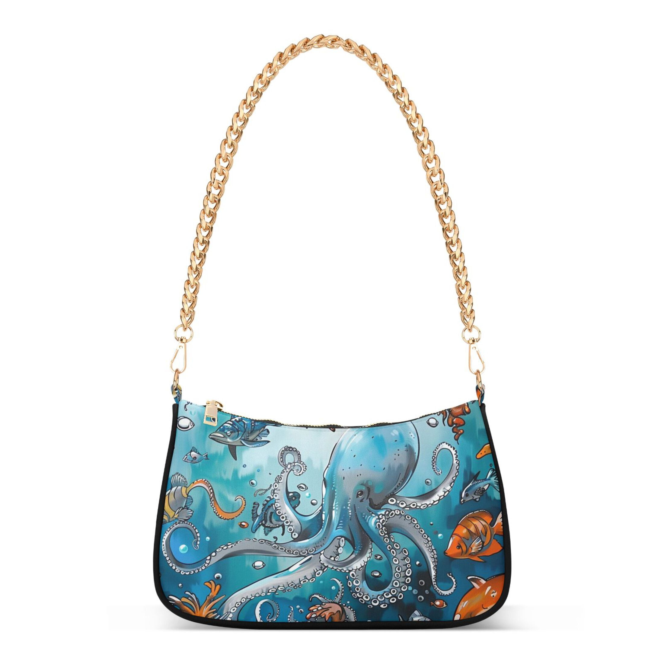 Ryvnso Octopus Sea Star Fish Womens Chain Shoulder Bag Tote Handbags ...