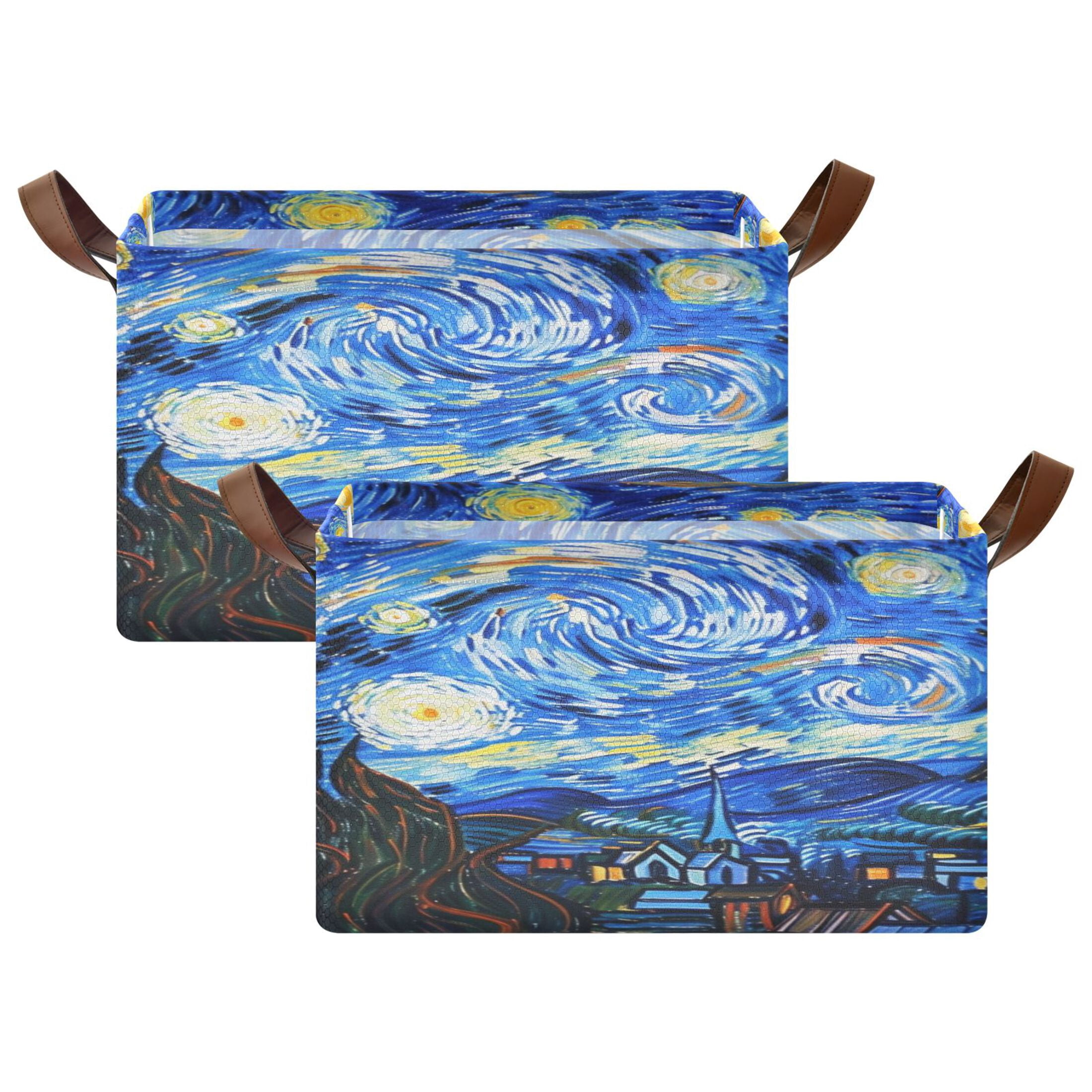 Ryvnso Oil Paint Starry Night Pattern Storage Bins Large Basket ...