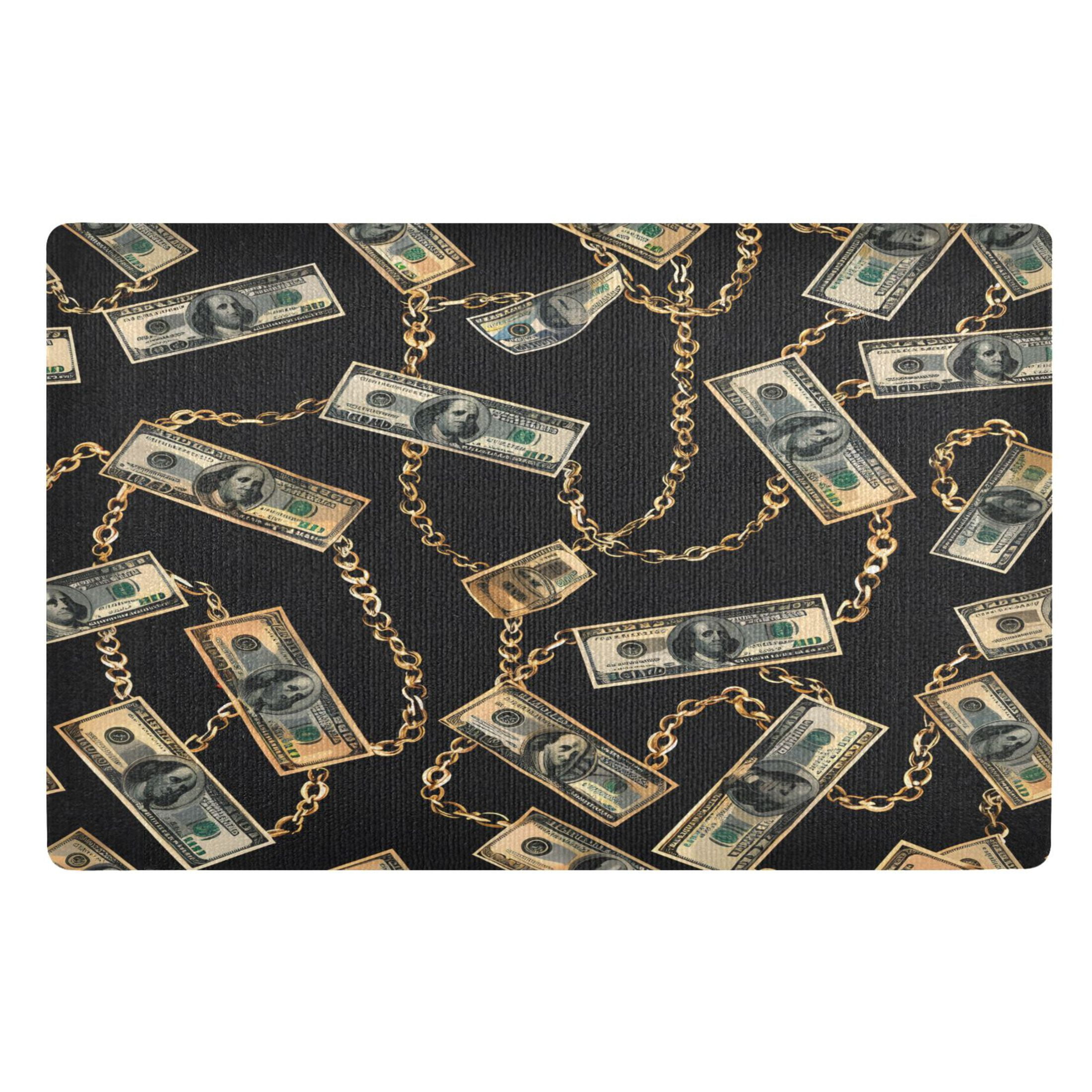 Ryvnso One Hundred Dollar Bills with Chain Door Mats Outdoor Indoor ...