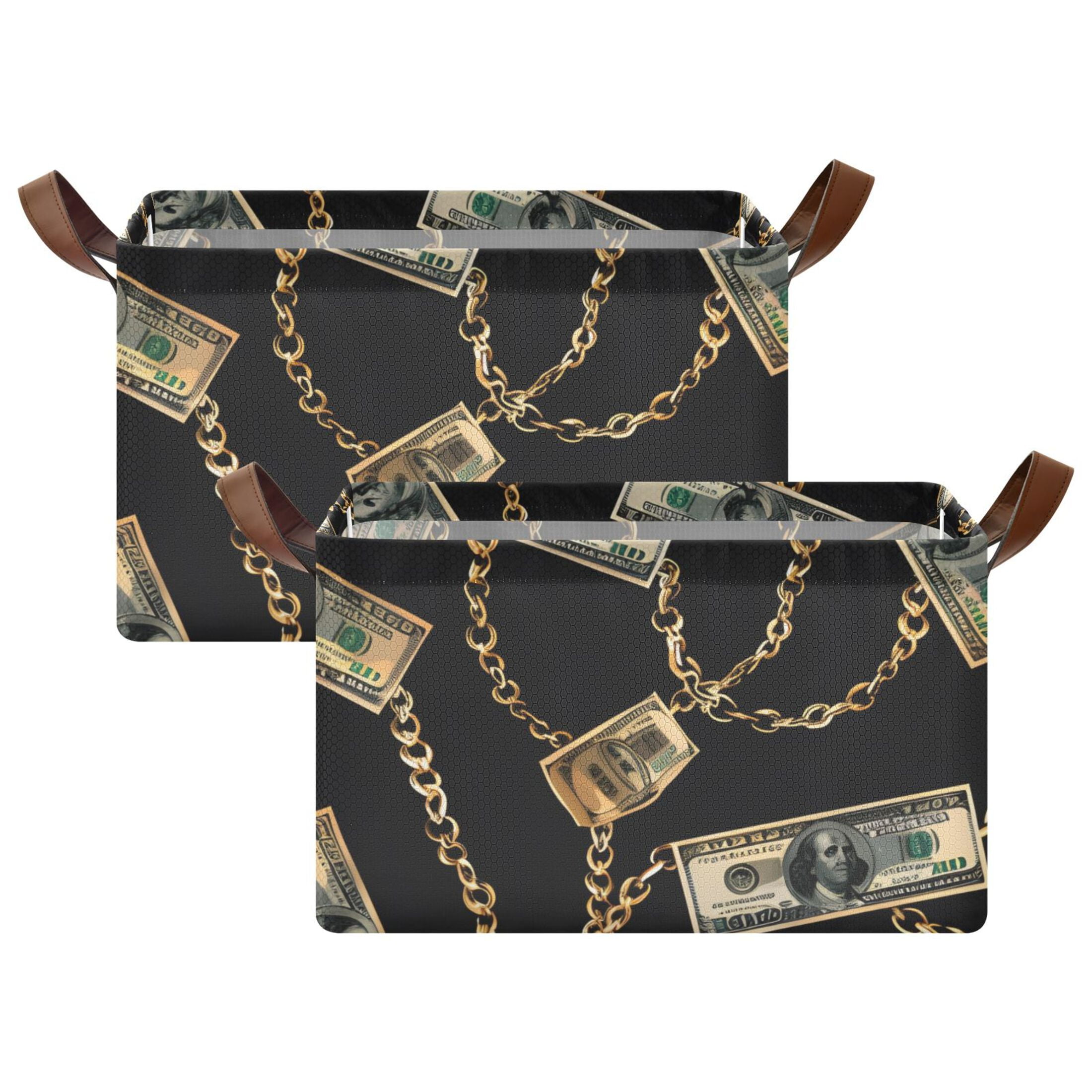 Ryvnso One Hundred Dollar Bills with Chain Storage Bins Large Basket ...