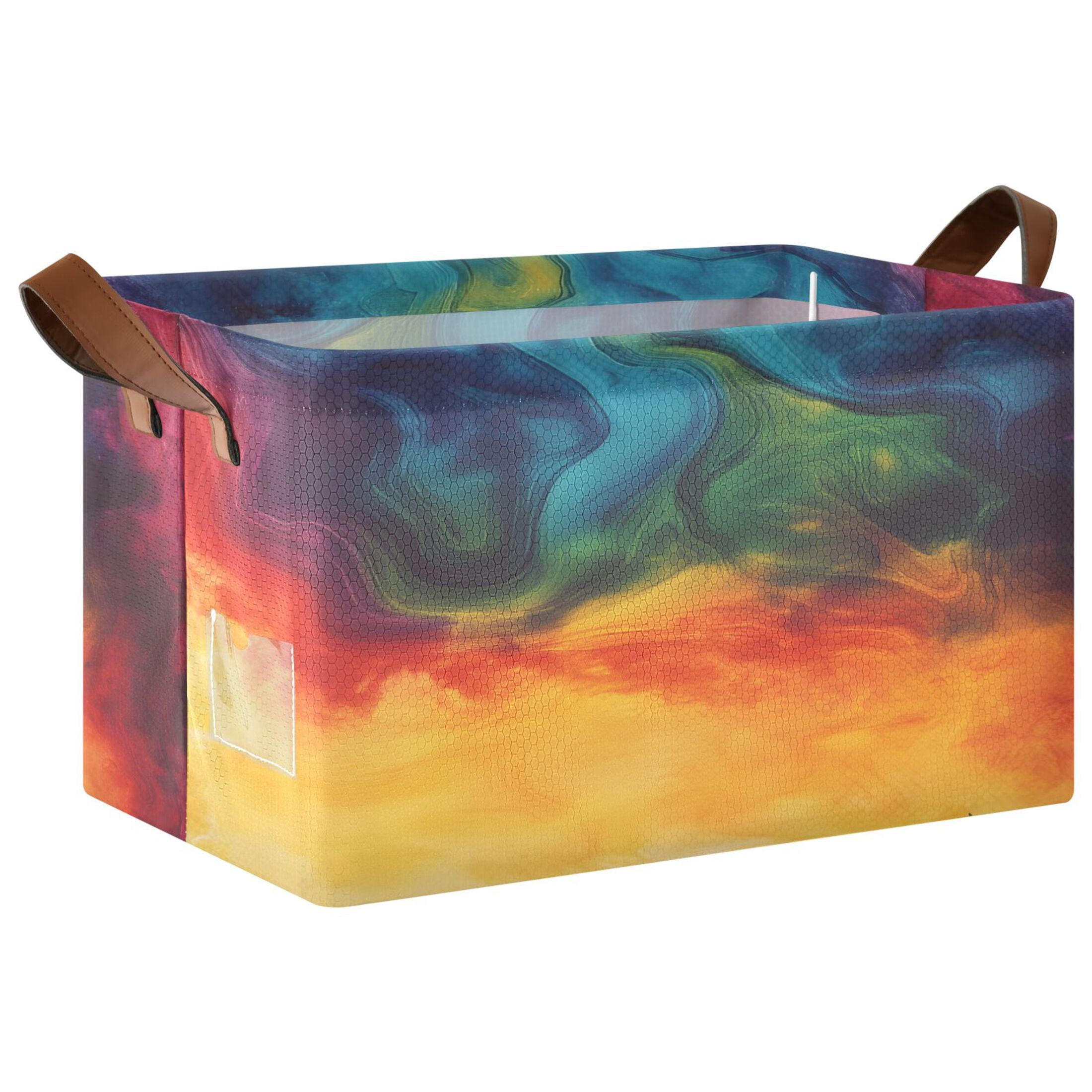 Ryvnso Orange Blue Tie Dye Storage Bins Large Basket Foldable Cube Toys ...