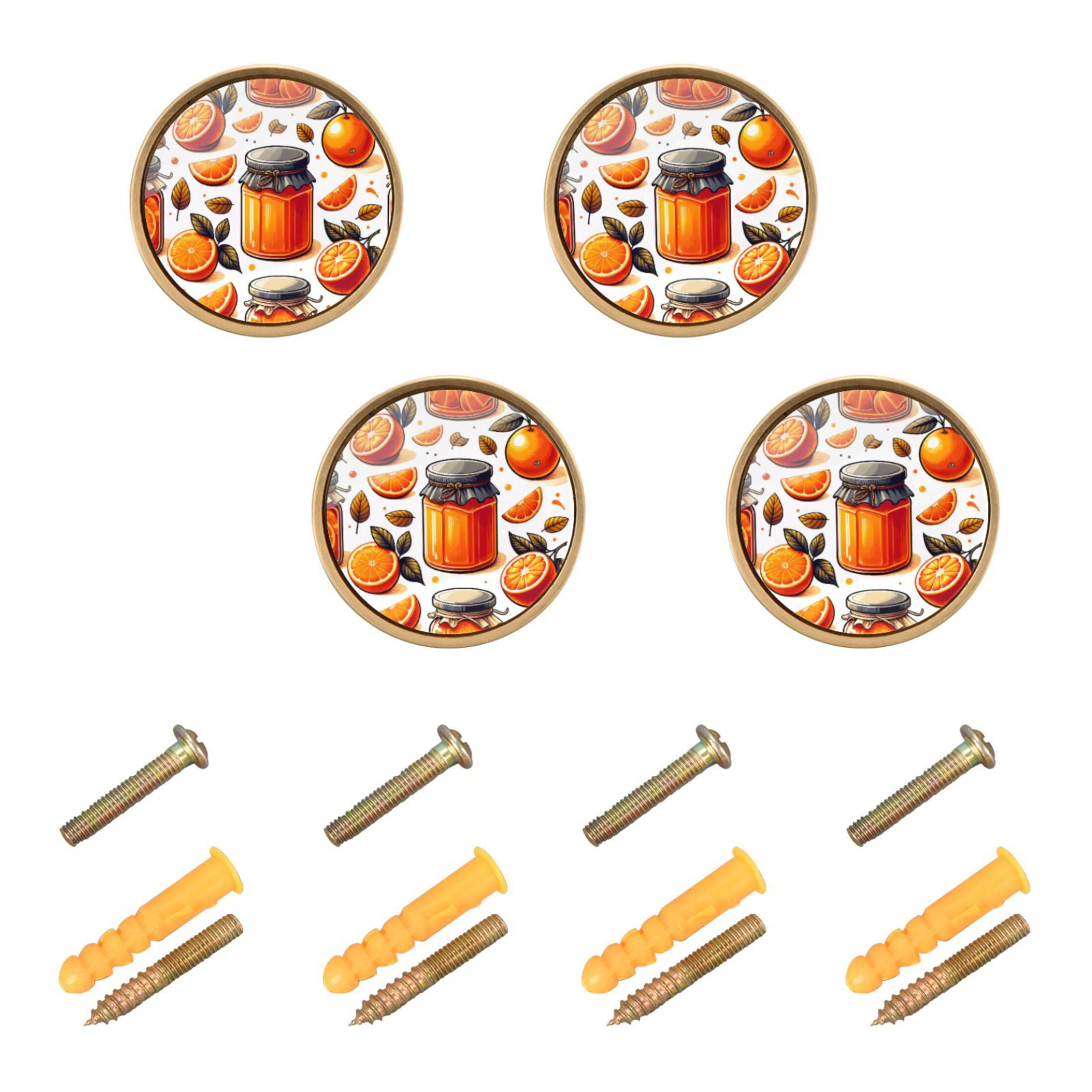 Ryvnso Orange Jam in Jars Cabinet Knobs Kitchen Door Round Pulls ...