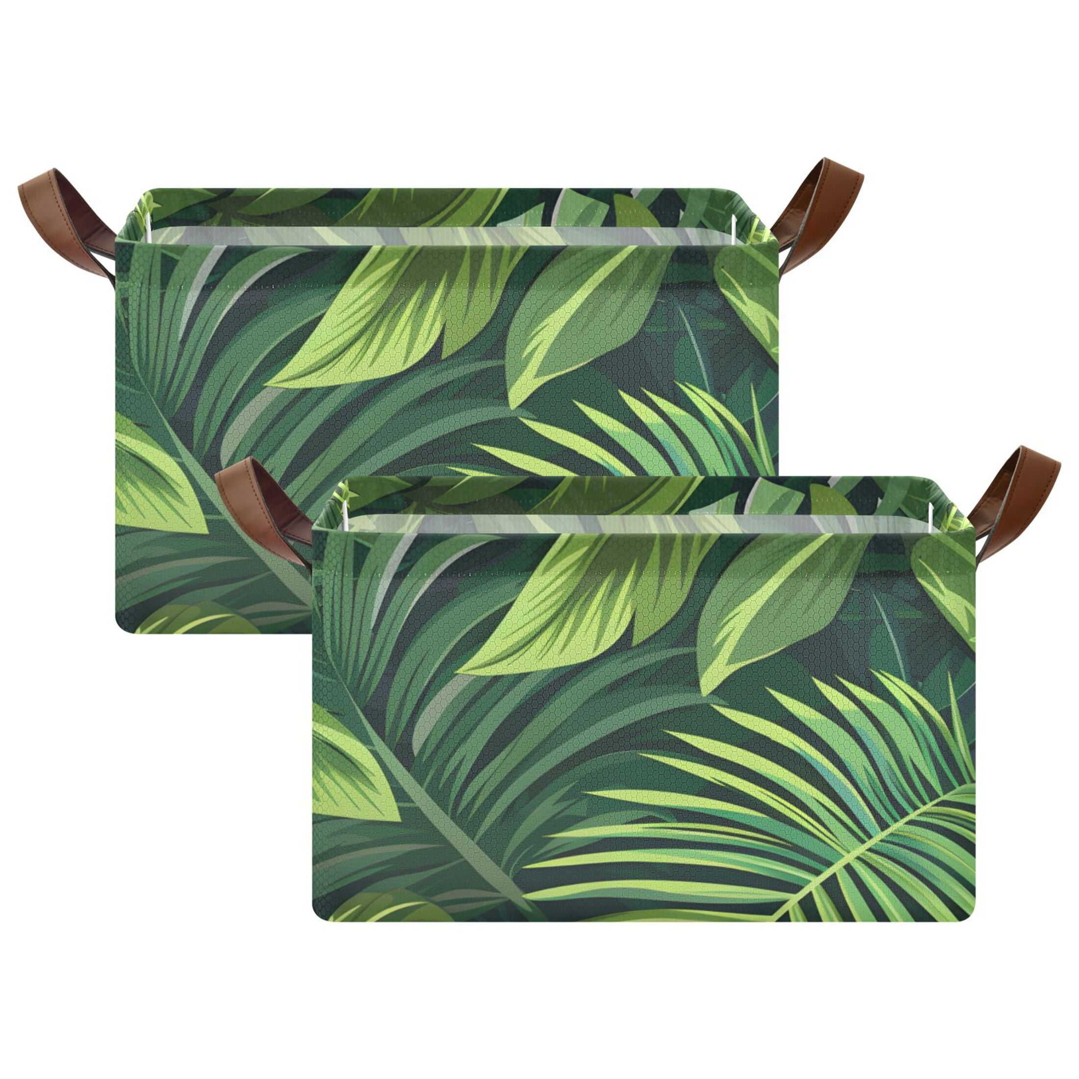 Ryvnso Palm Leaf Plant Storage Bins Large Basket Foldable Cube Toys ...