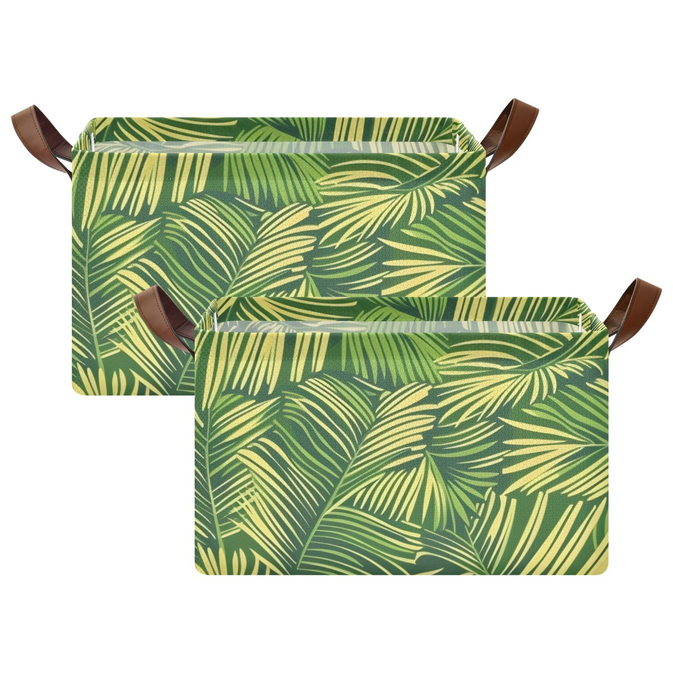 Ryvnso Palm Leaf Storage Bins Large Basket Foldable Cube Toys Organizer ...