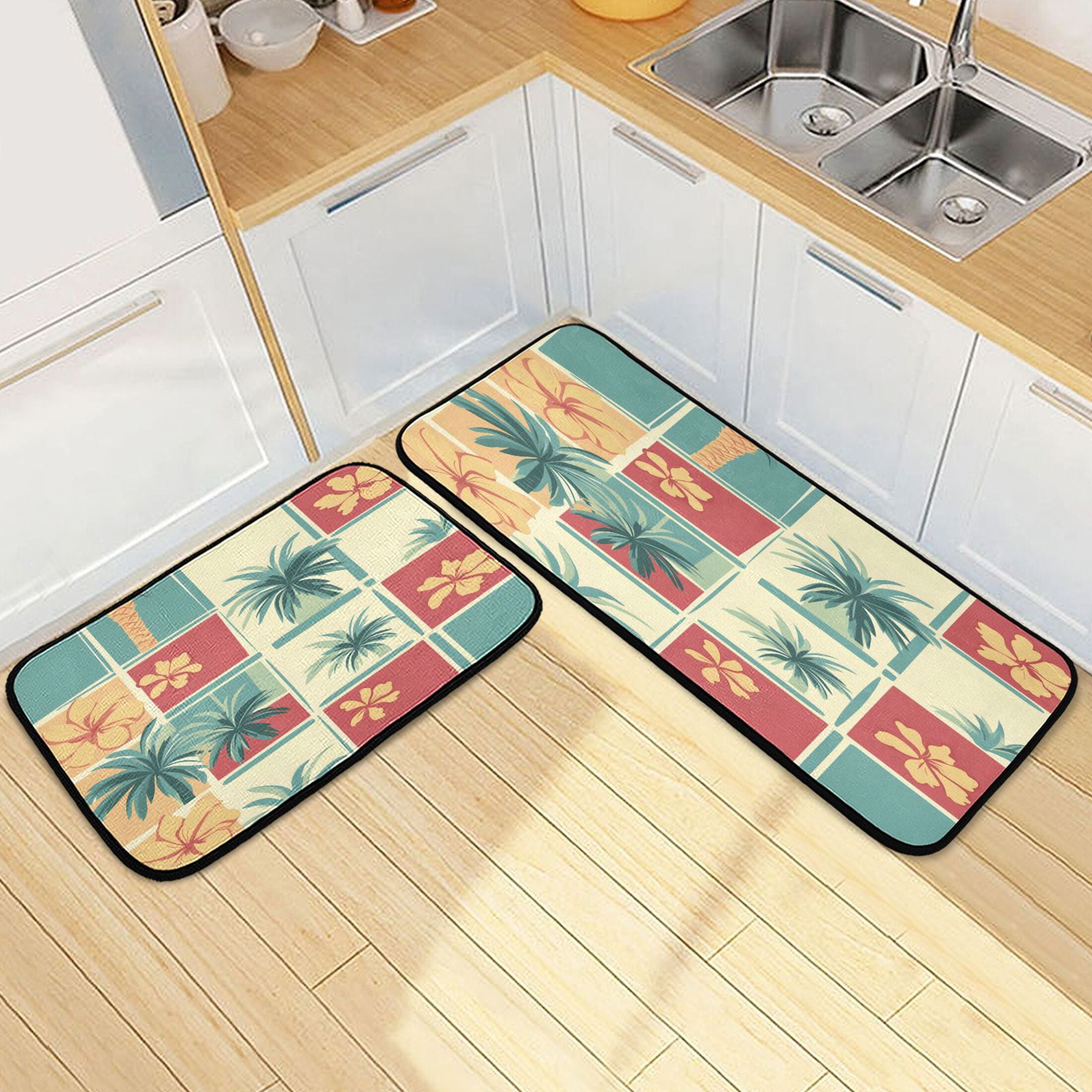 Ryvnso Palm Tree Tropical Kitchen Rugs Set Non Slip Runner Mats for ...