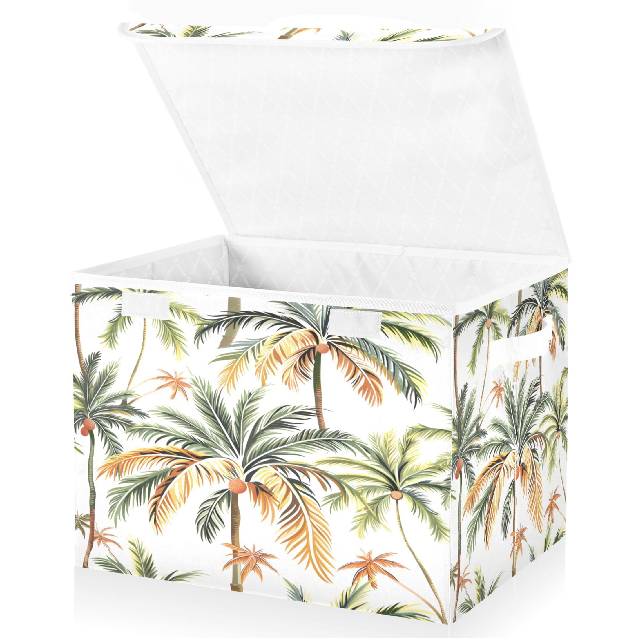 Ryvnso Palm Tree Tropical Large Lidded Foldable Storage Baskets Cubes ...