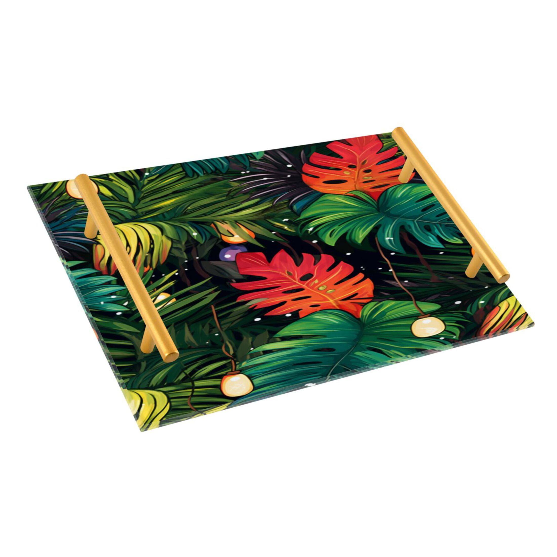 Ryvnso Palm Trees Leaves Bathroom Tray Vanity Countertop Trays Acrylic ...
