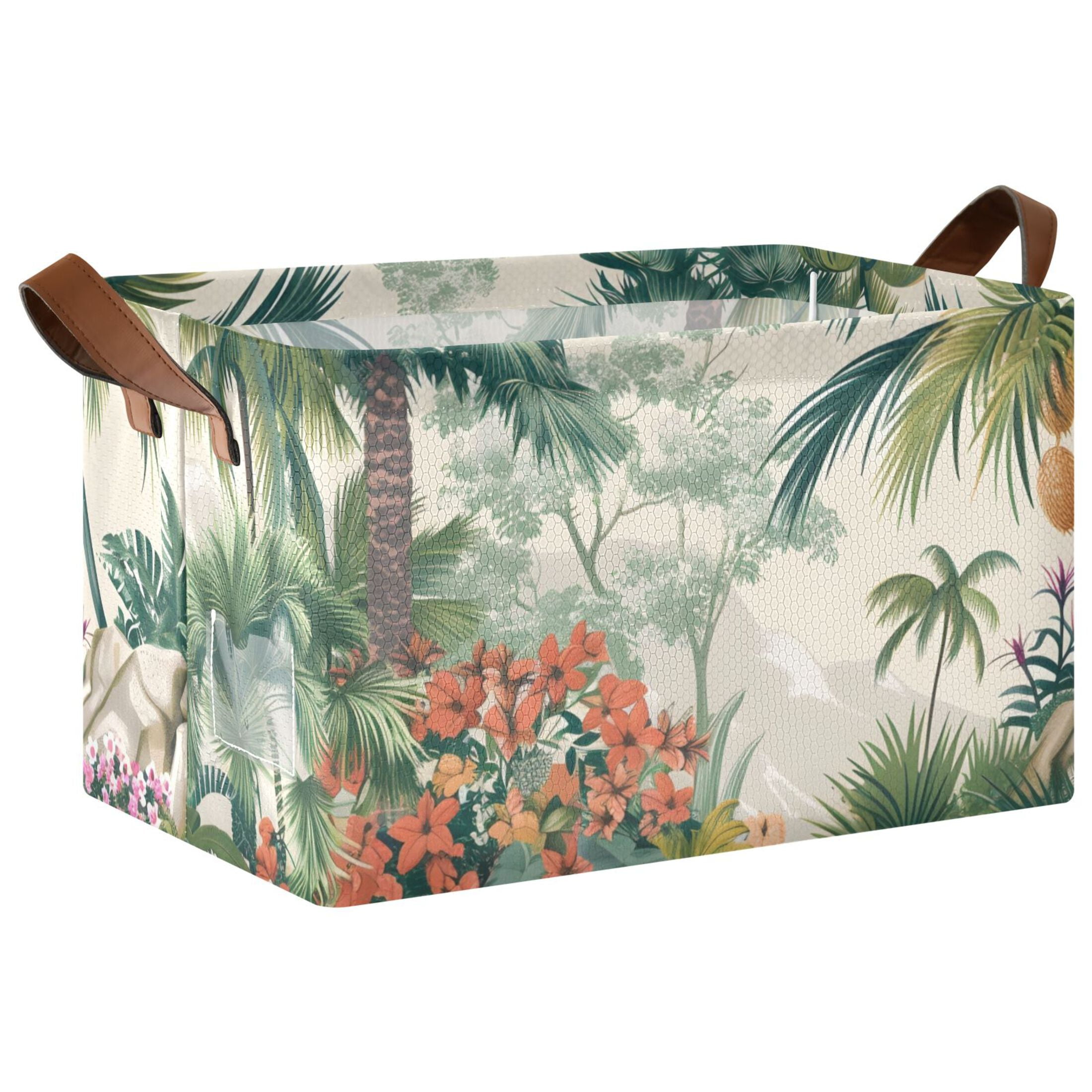Ryvnso Palm Trees and Flowers Storage Bins Large Basket Foldable Cube ...